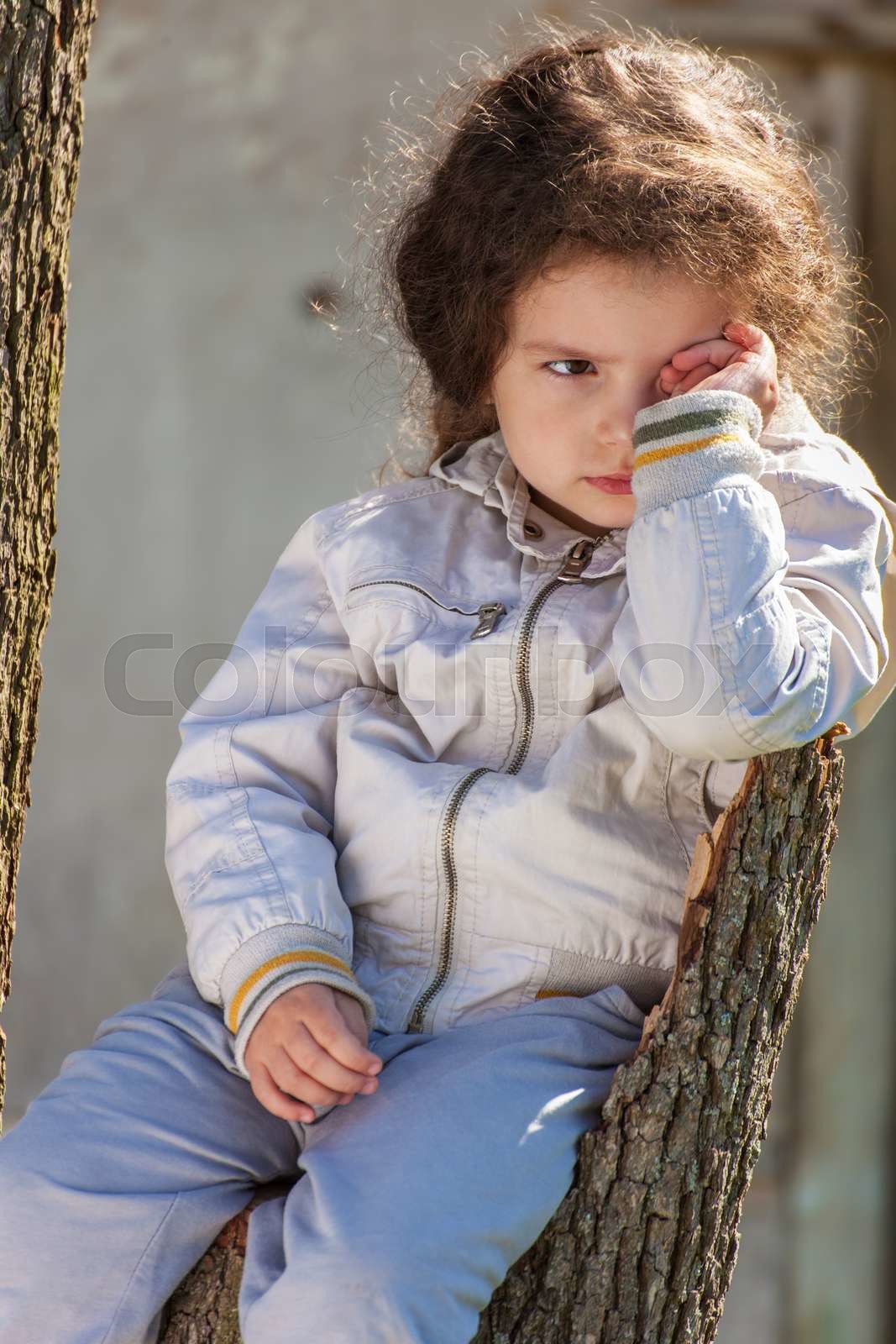 Portrait of sad baby girl | Stock image | Colourbox