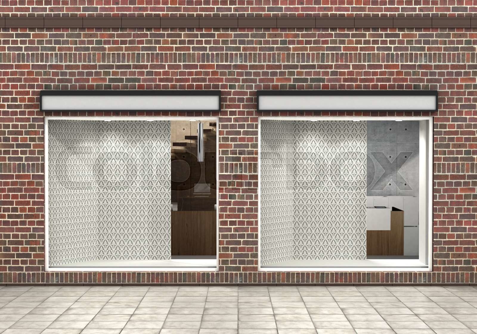 Shop Front. Exterior horizontal windows empty for your store product ...