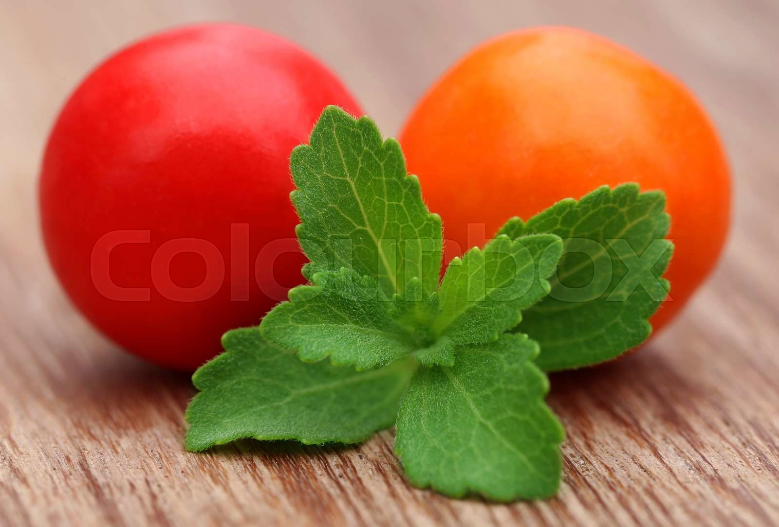 Round Chewing gum with green stevia | Stock image | Colourbox