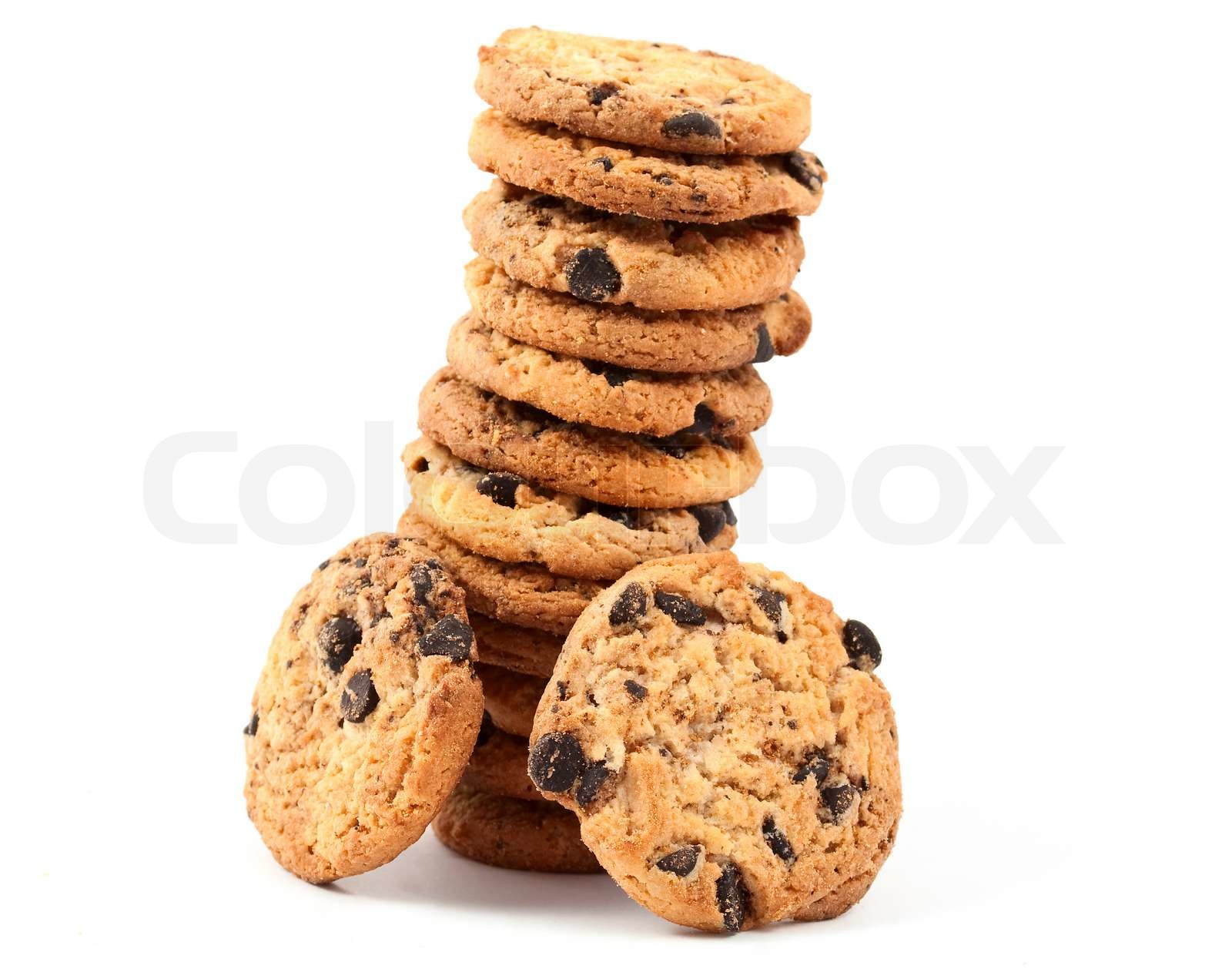 Kekse mit Schokolade auf weißem Hintergrund | Stock Bild | Colourbox