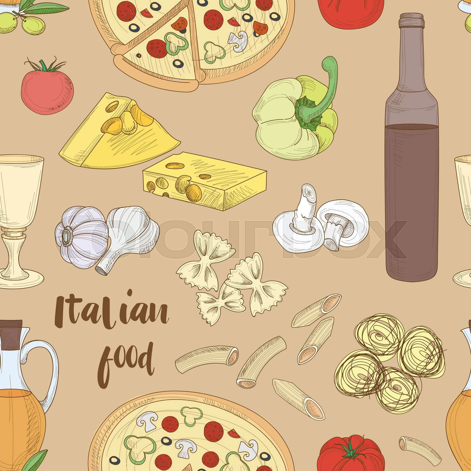 Italian food pattern | Stock vector | Colourbox