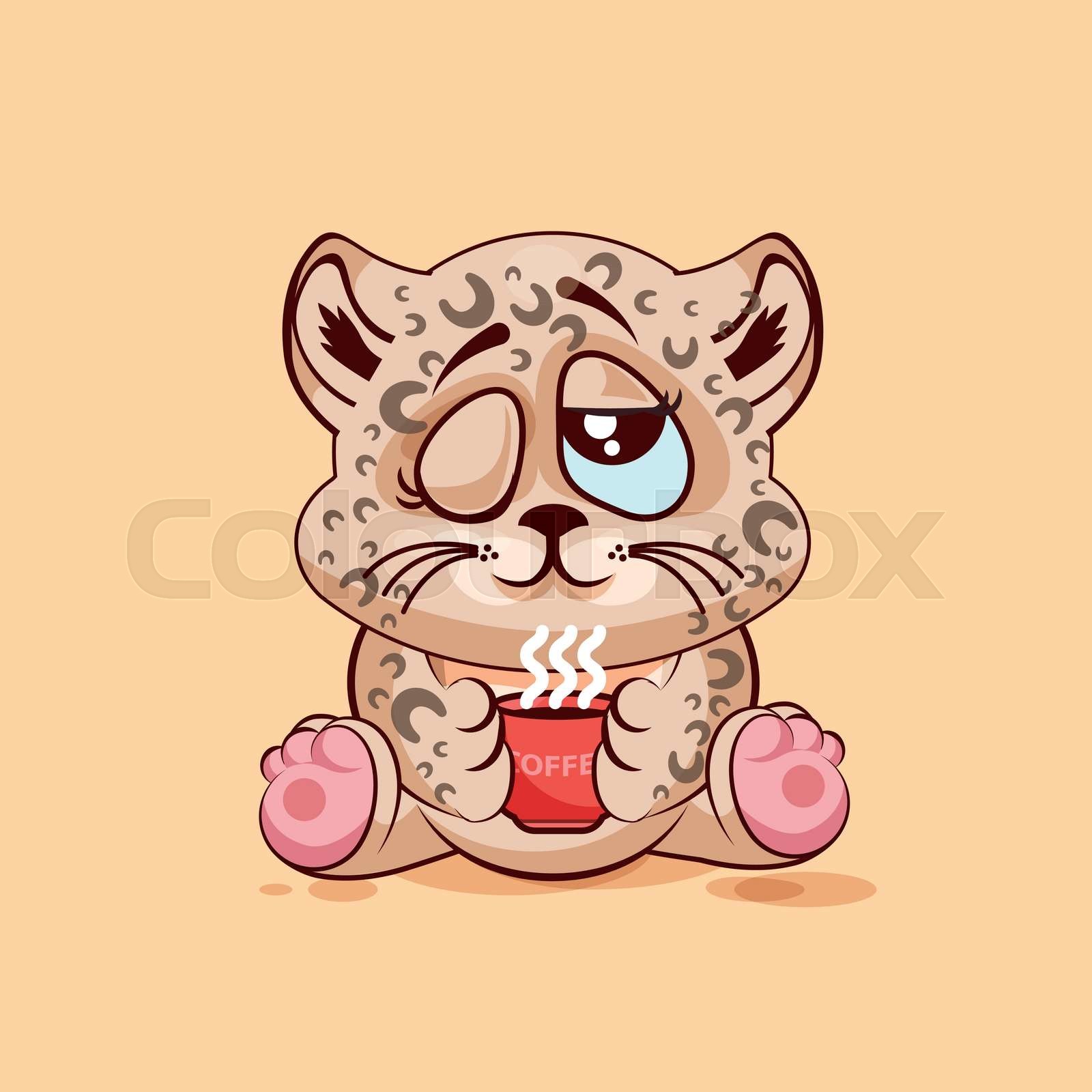 Leopard cub Good morning | Stock vector | Colourbox