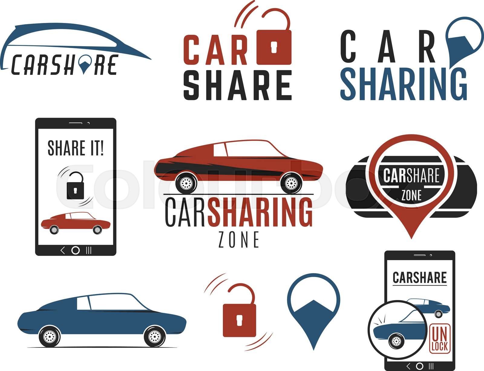 Car share logo designs set. Car Sharing vector concepts. Collective ...