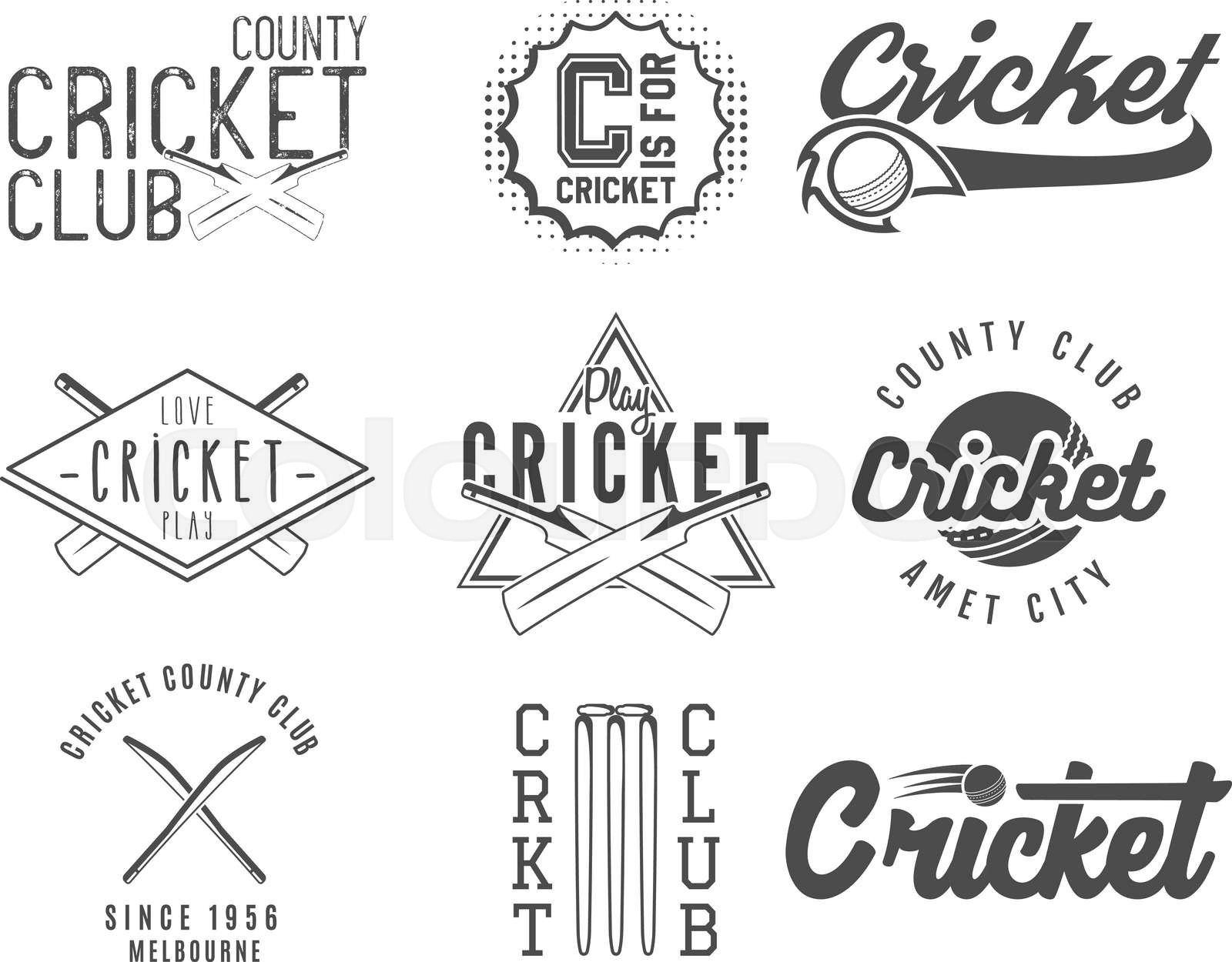 Set of cricket team emblem and design elements. Cricket championship ...