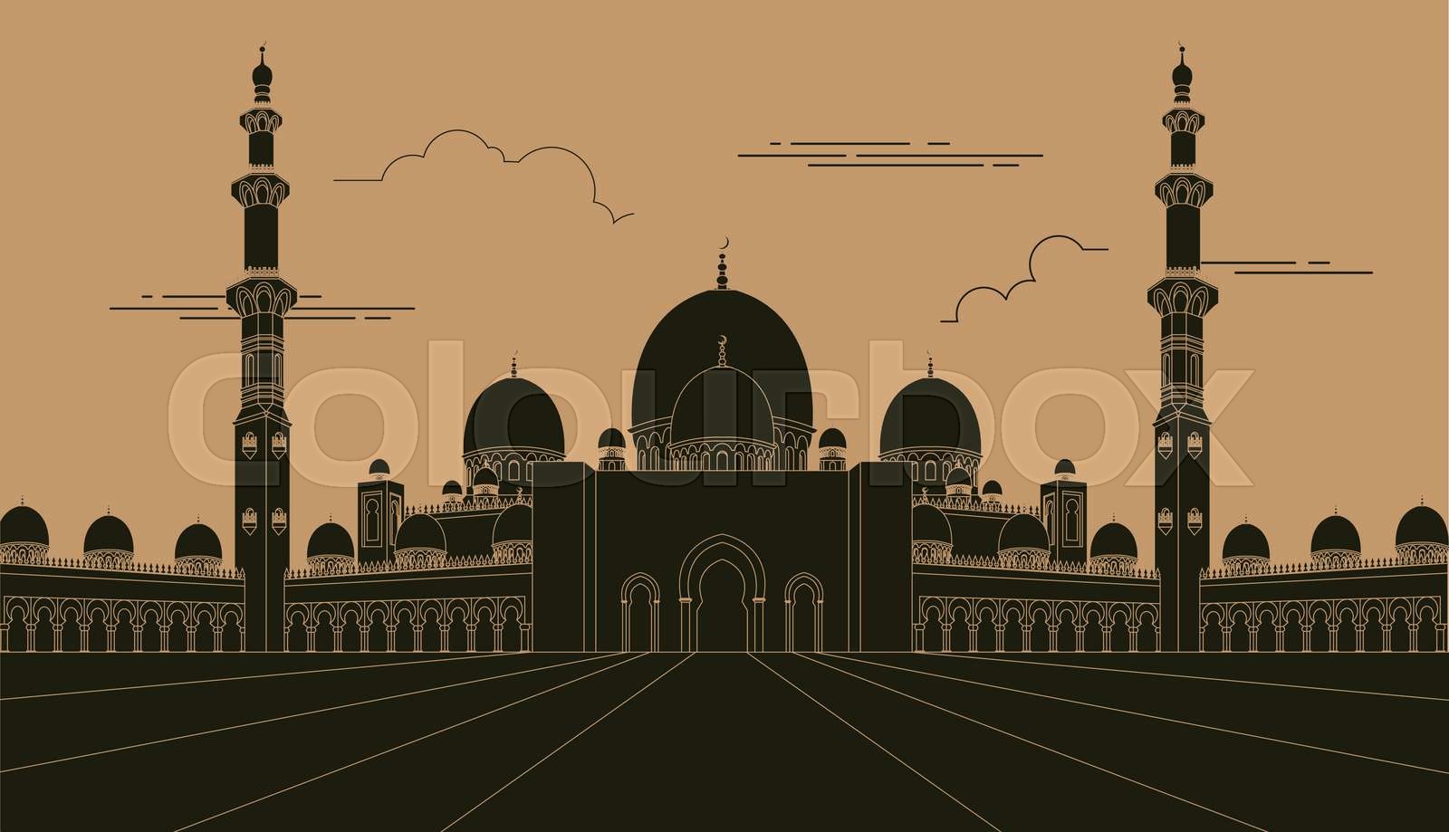City buildings graphic template. UAE mosque. | Stock vector | Colourbox