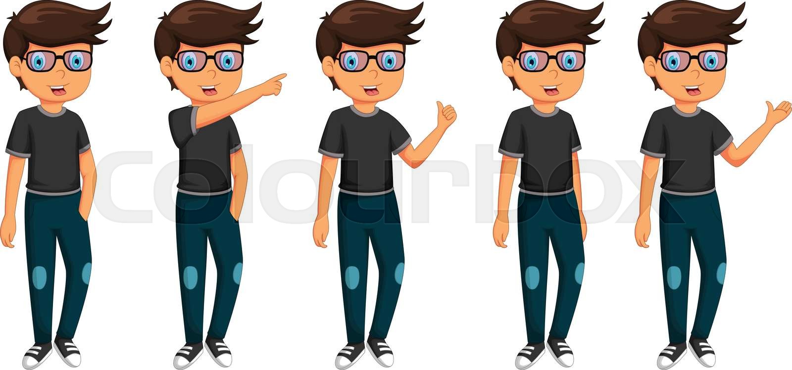 cute five man cartoon are standing | Stock vector | Colourbox