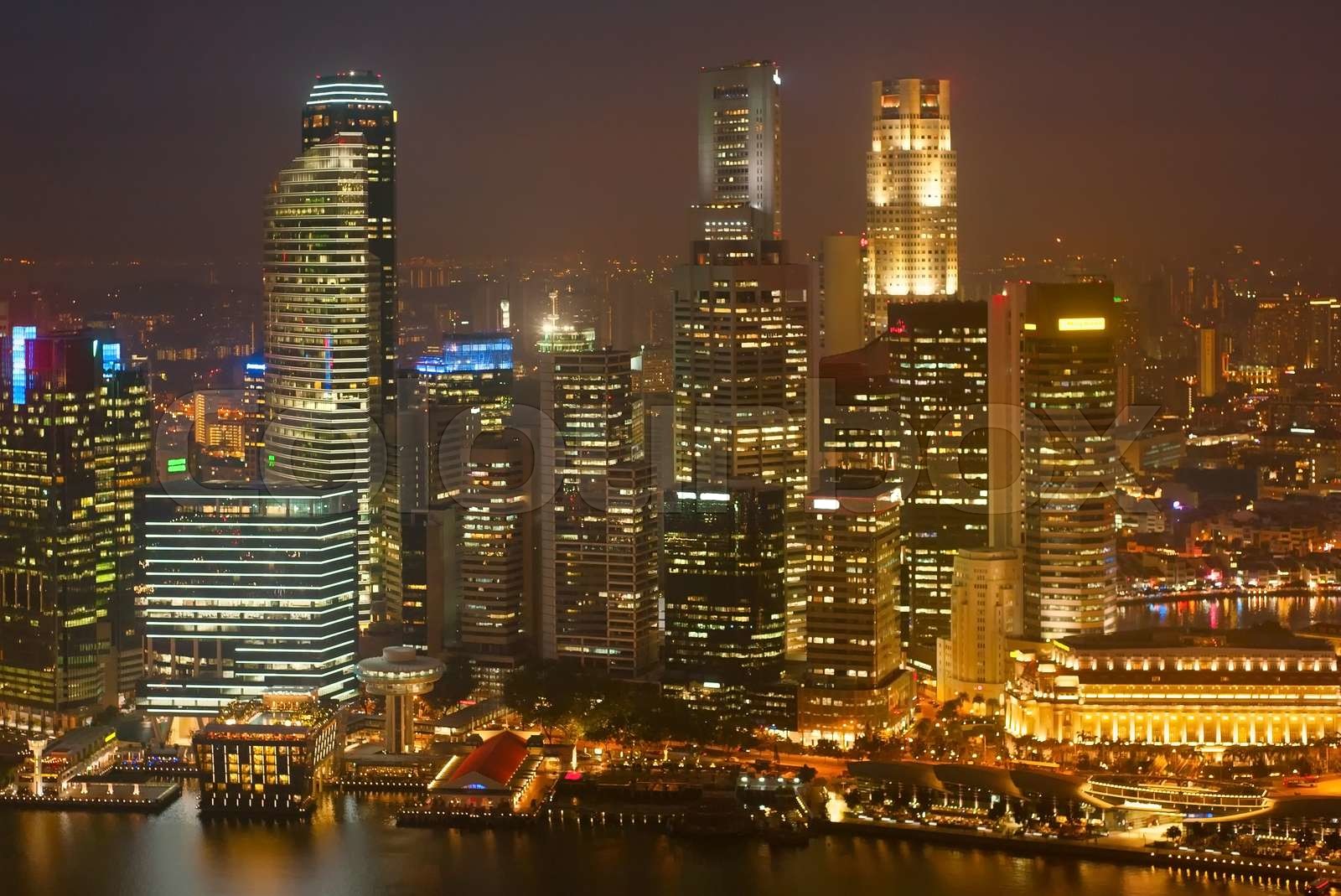 Illuminated night view of Singapore | Stock image | Colourbox