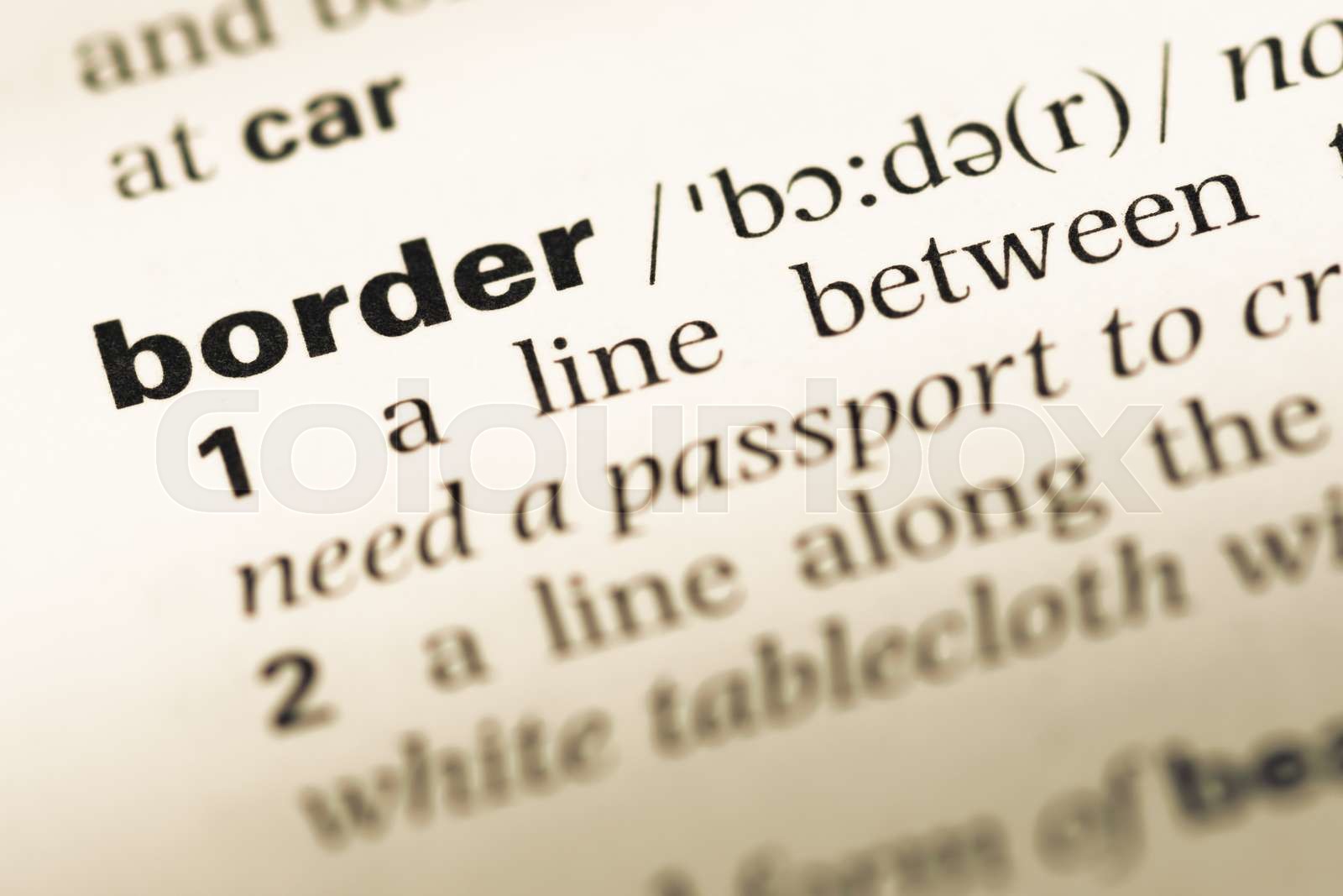 Close up of old English dictionary page with word border. | Stock image ...