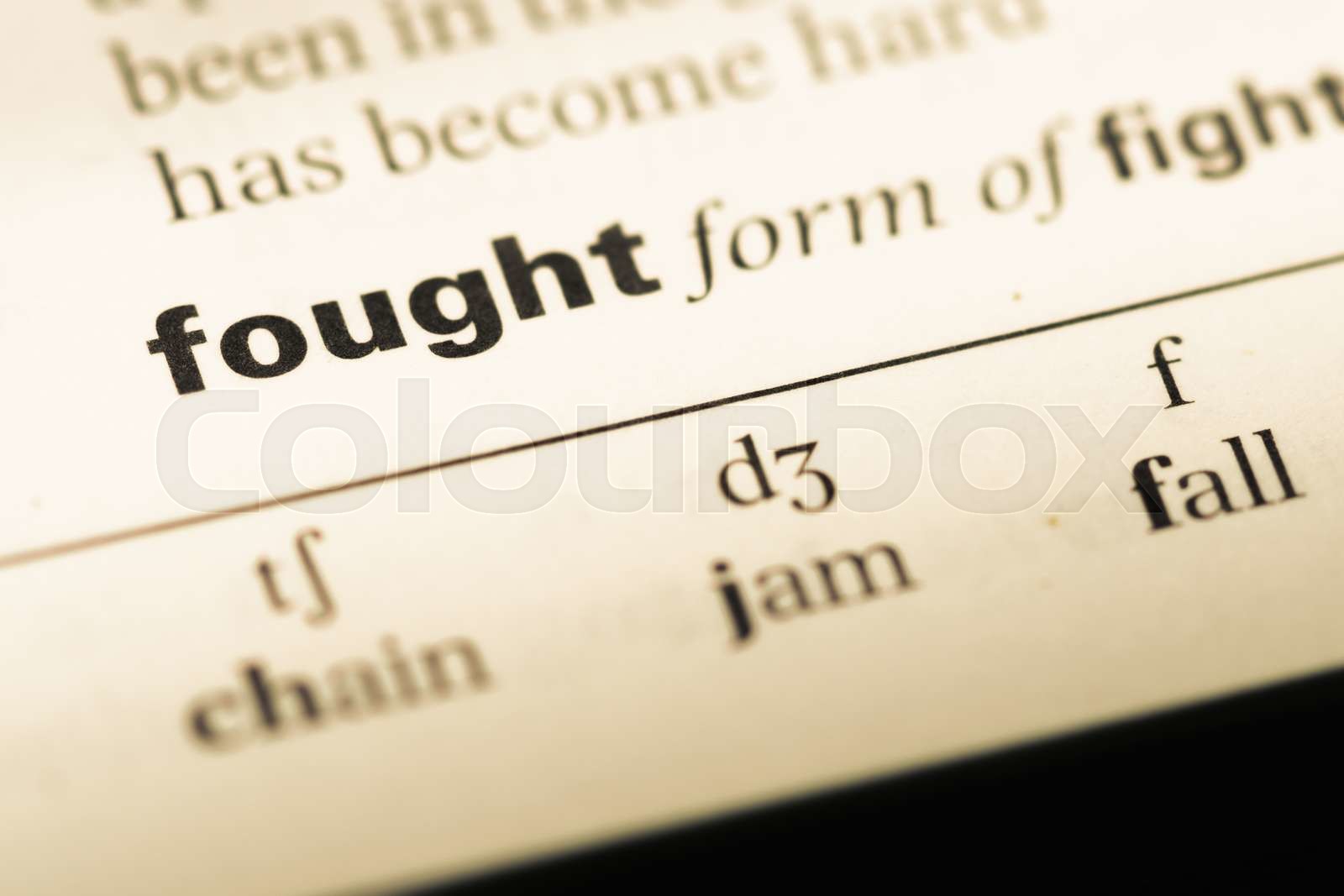 Close Up Of Old English Dictionary Page With Word Fought Stock Image close-up-of-old-english-dictionary-page-with-word-fought-stock-image