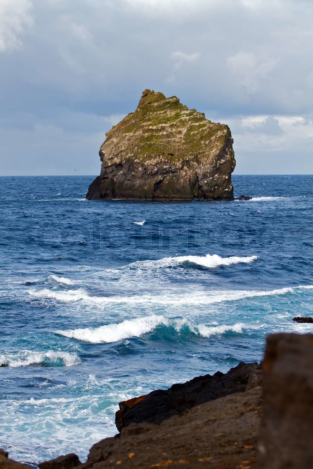 The famous rock at Reykjanes on the south west coast of Iceland | Stock ...