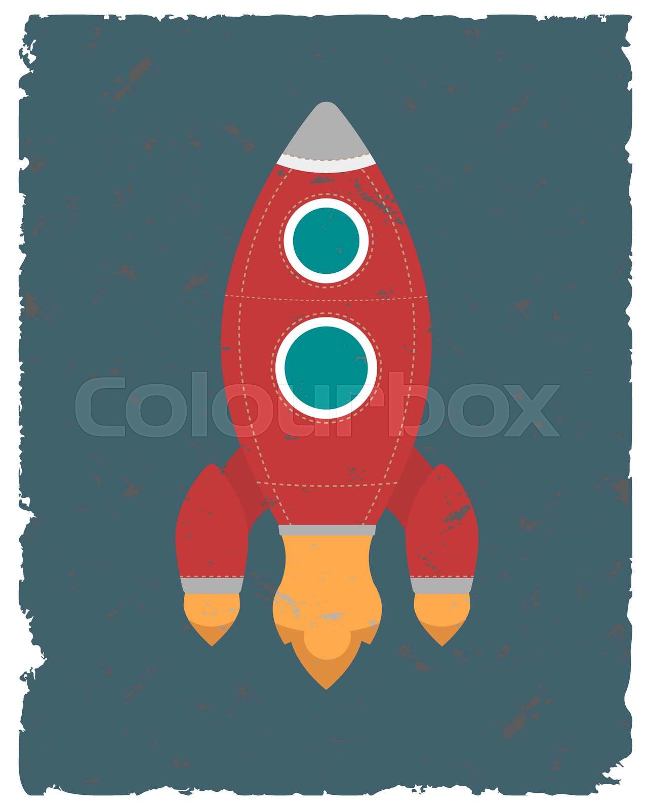 Vintage rocket card. Retroposter template. | Stock image | Colourbox