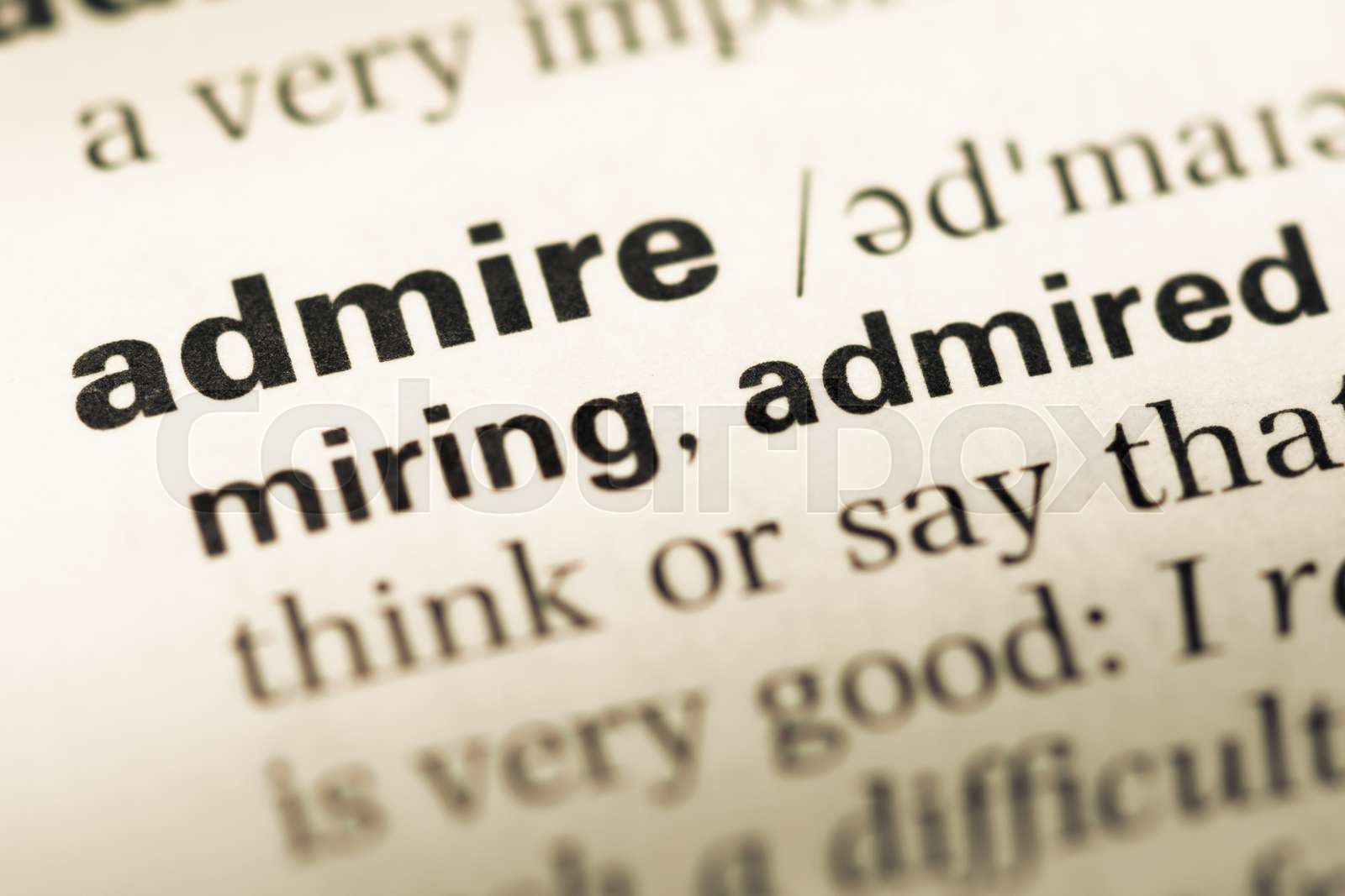 Close up of old English dictionary page with word admire. | Stock image ...