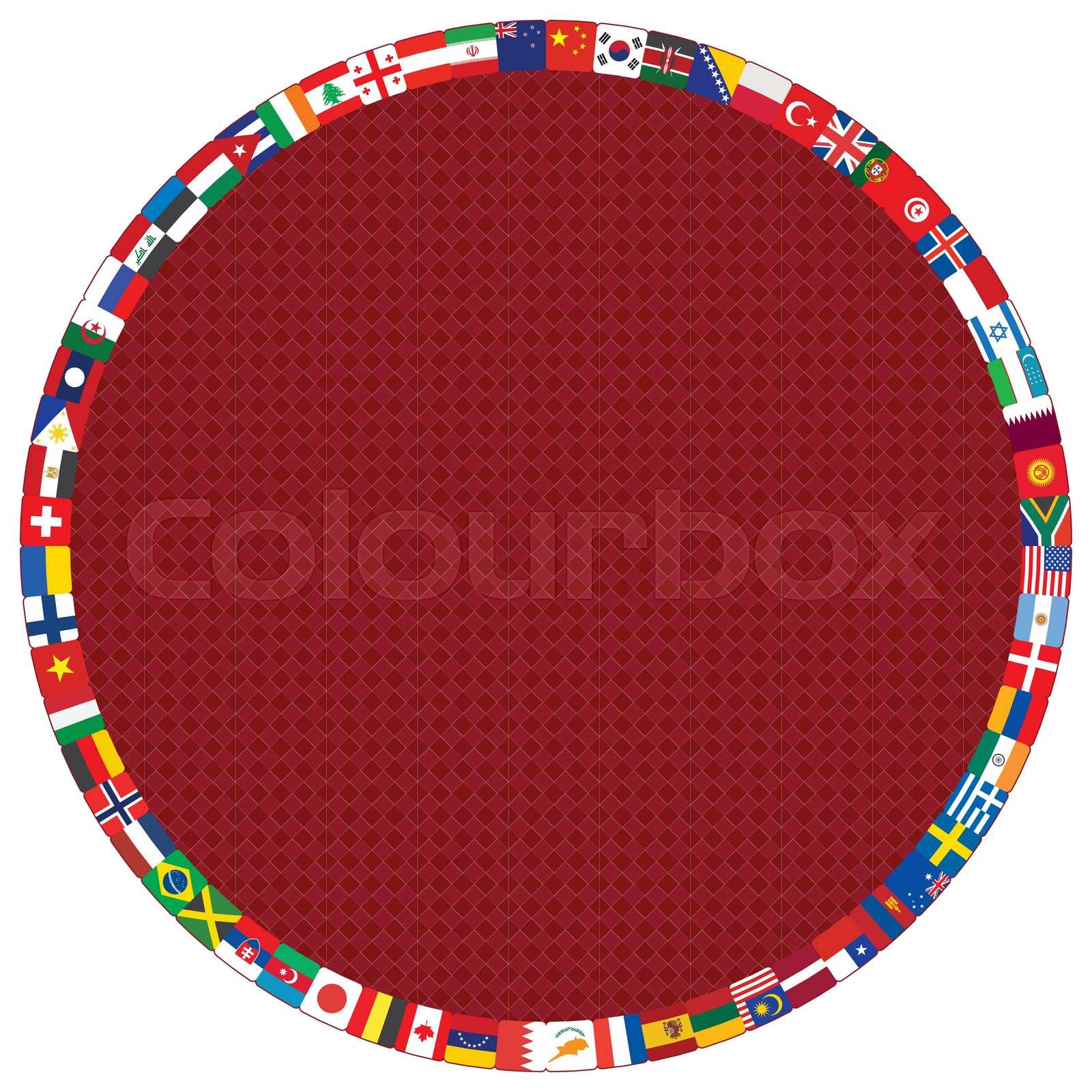 dark red diamond pattern with round flags frame | Stock vector | Colourbox