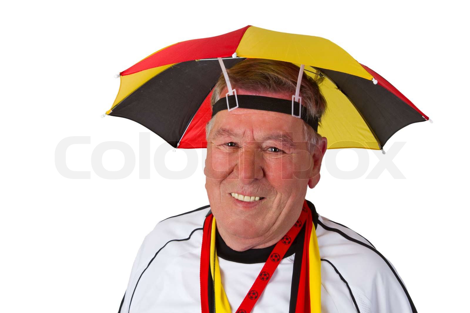 Senior fodbold fan isoleret på hvid baggrund | Stock foto | Colourbox