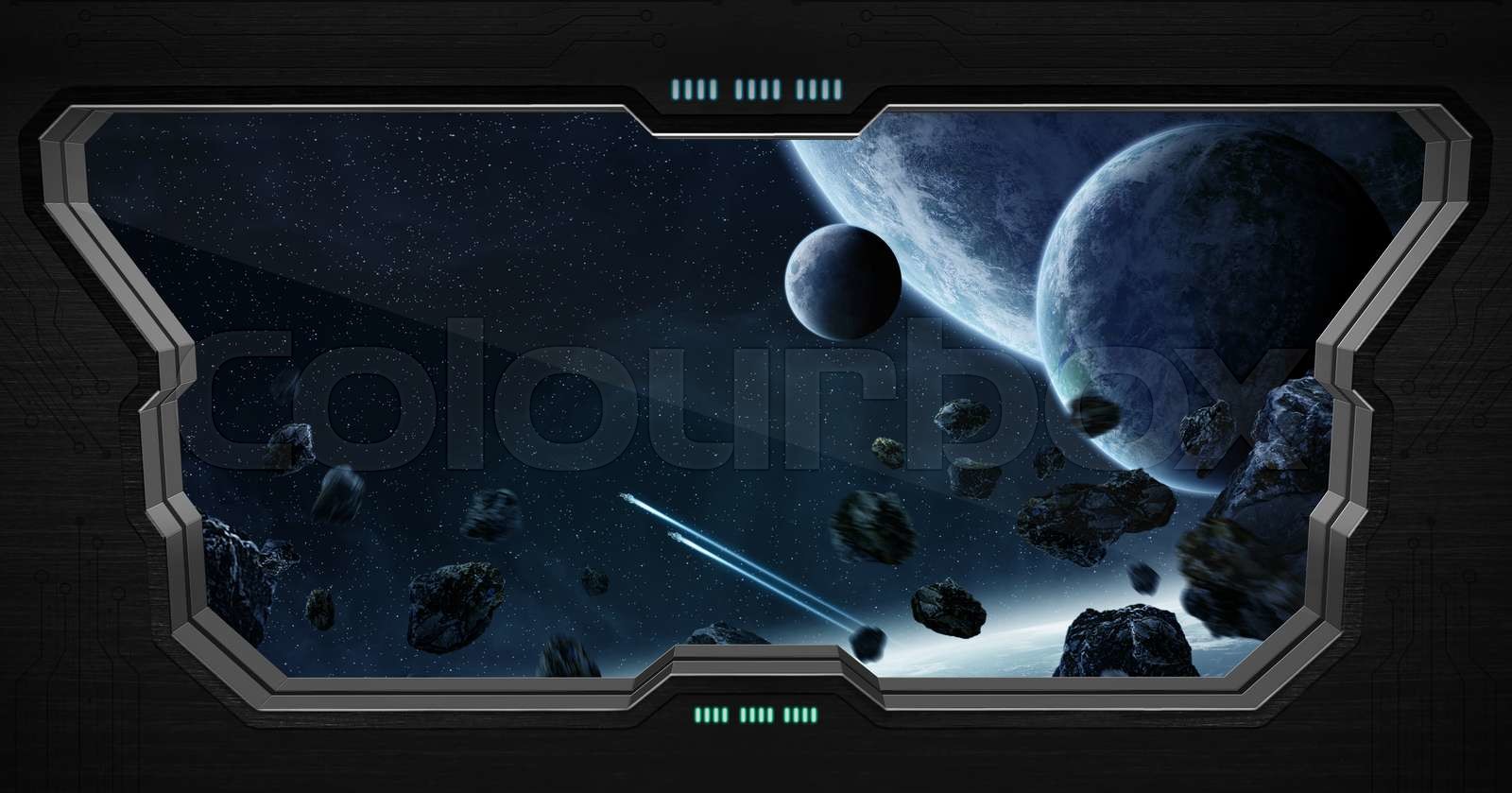 View of outer space from inside a space station | Stock image | Colourbox