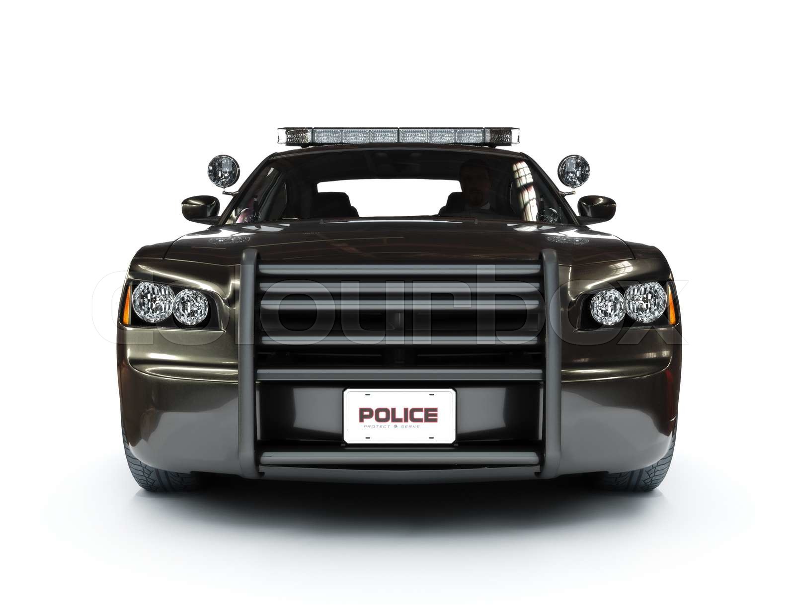 Police modern car on a white background, night version with tactical ...