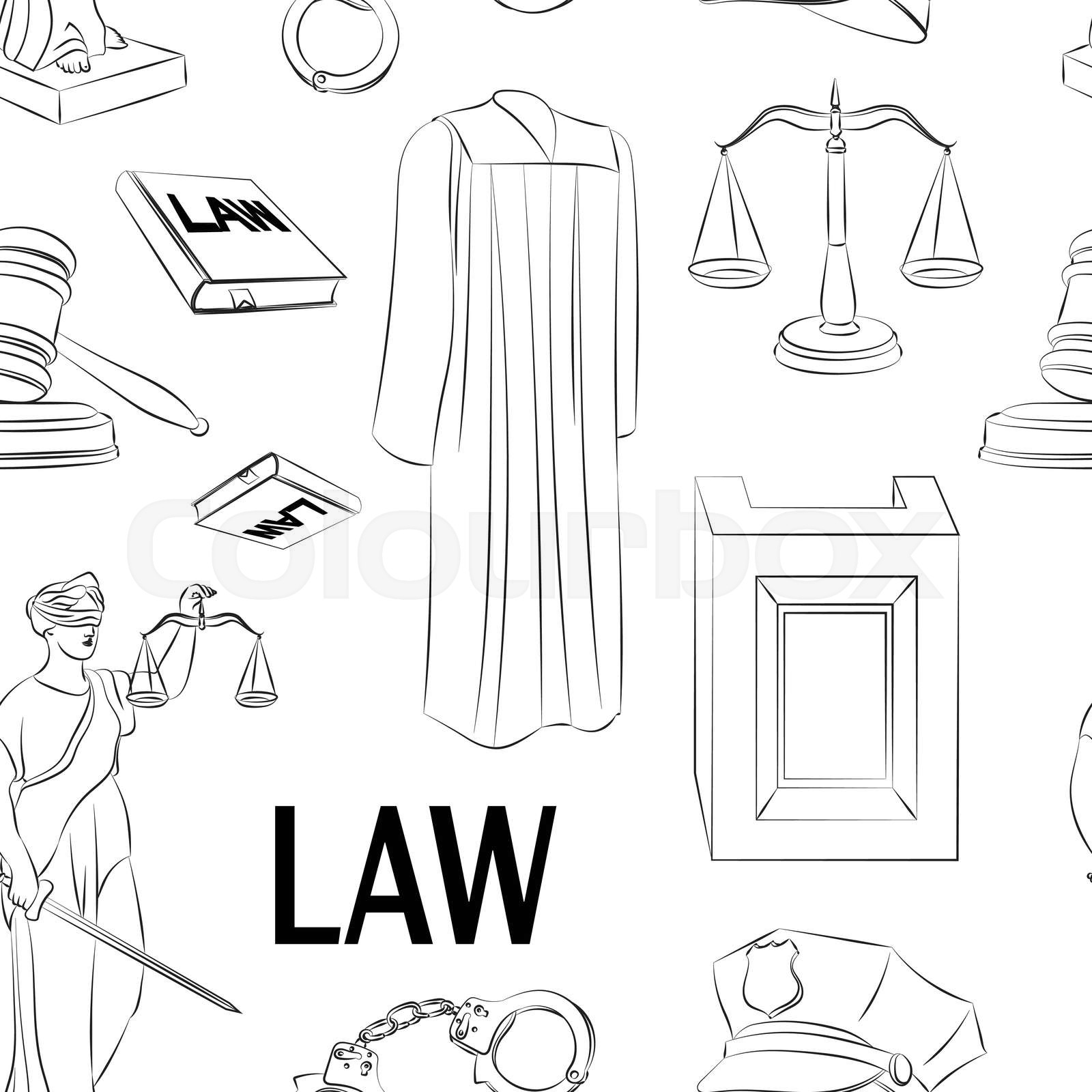 Law hand drawn pattern. | Stock vector | Colourbox
