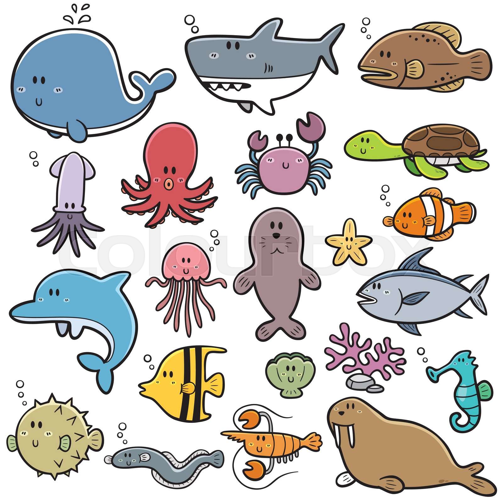 Sea Animals Stock Vector Colourbox sea-animals-stock-vector-colourbox
