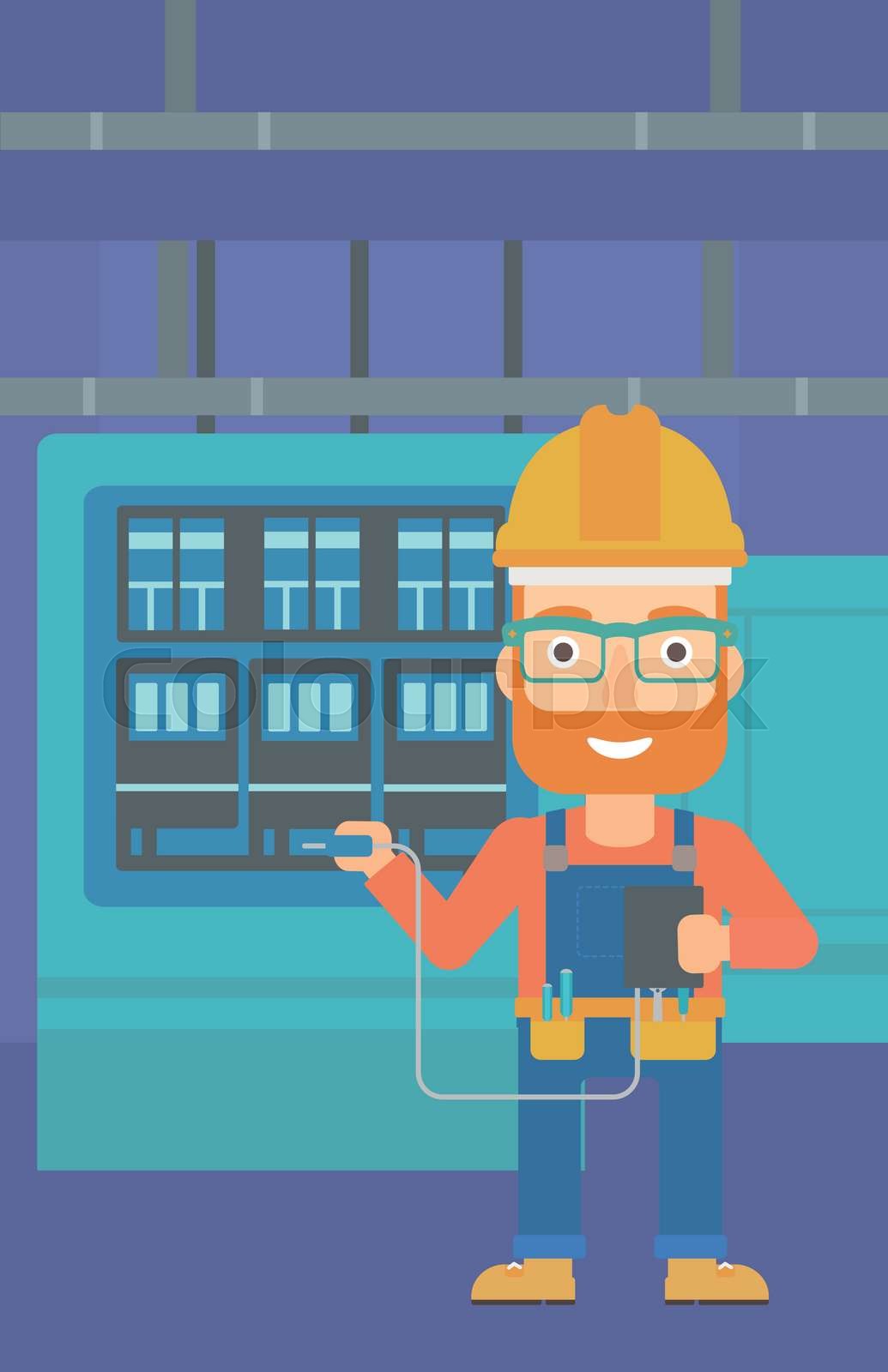 Electrician with electrical equipment. | Stock vector | Colourbox