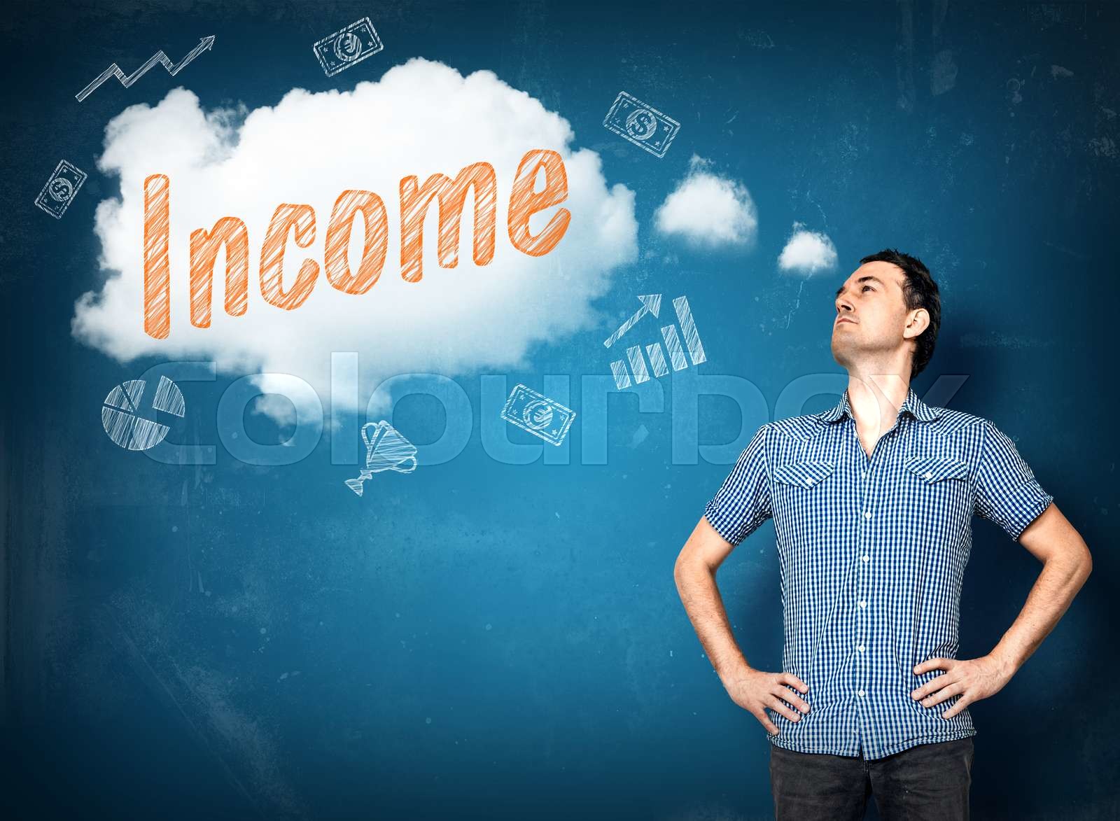 Man thinking of getting a larger income | Stock image | Colourbox