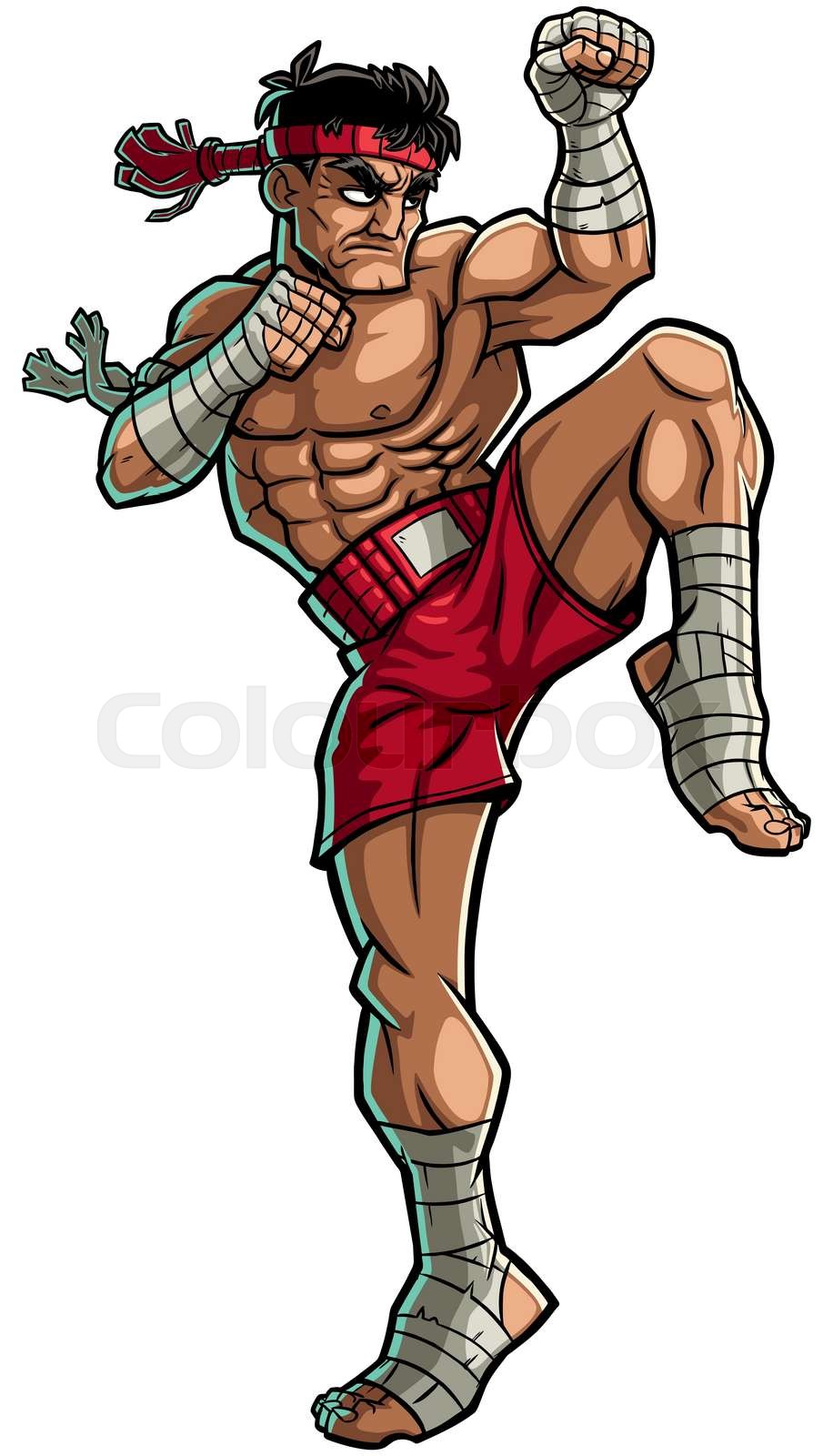 cartoon, kickboxing, thai | Stock-Vektor | Colourbox