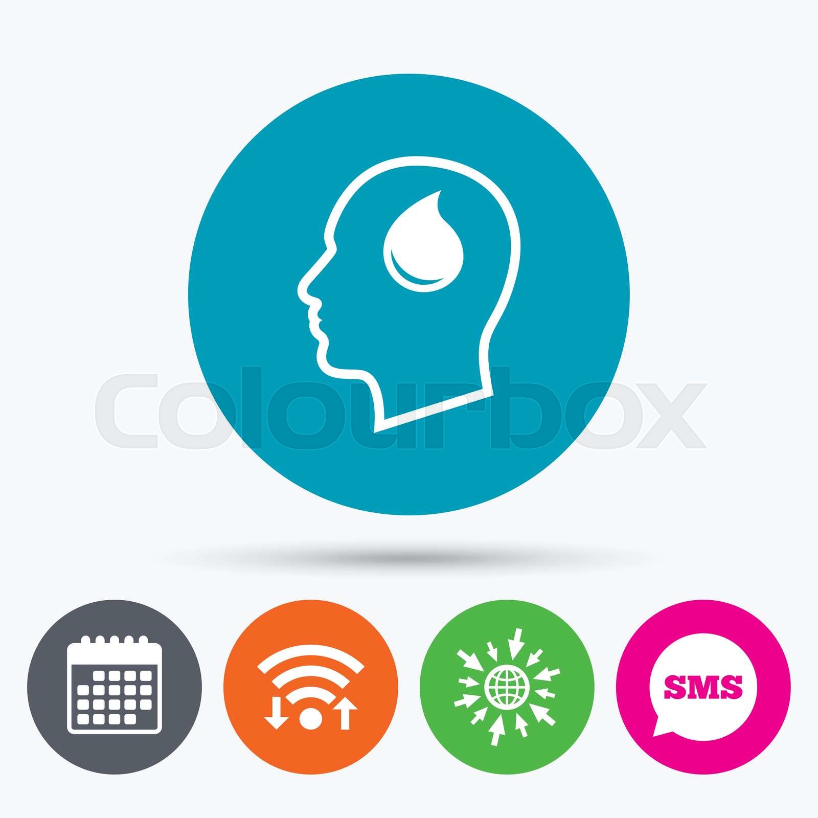 Head with drop sign icon. Male human head. | Stock vector | Colourbox