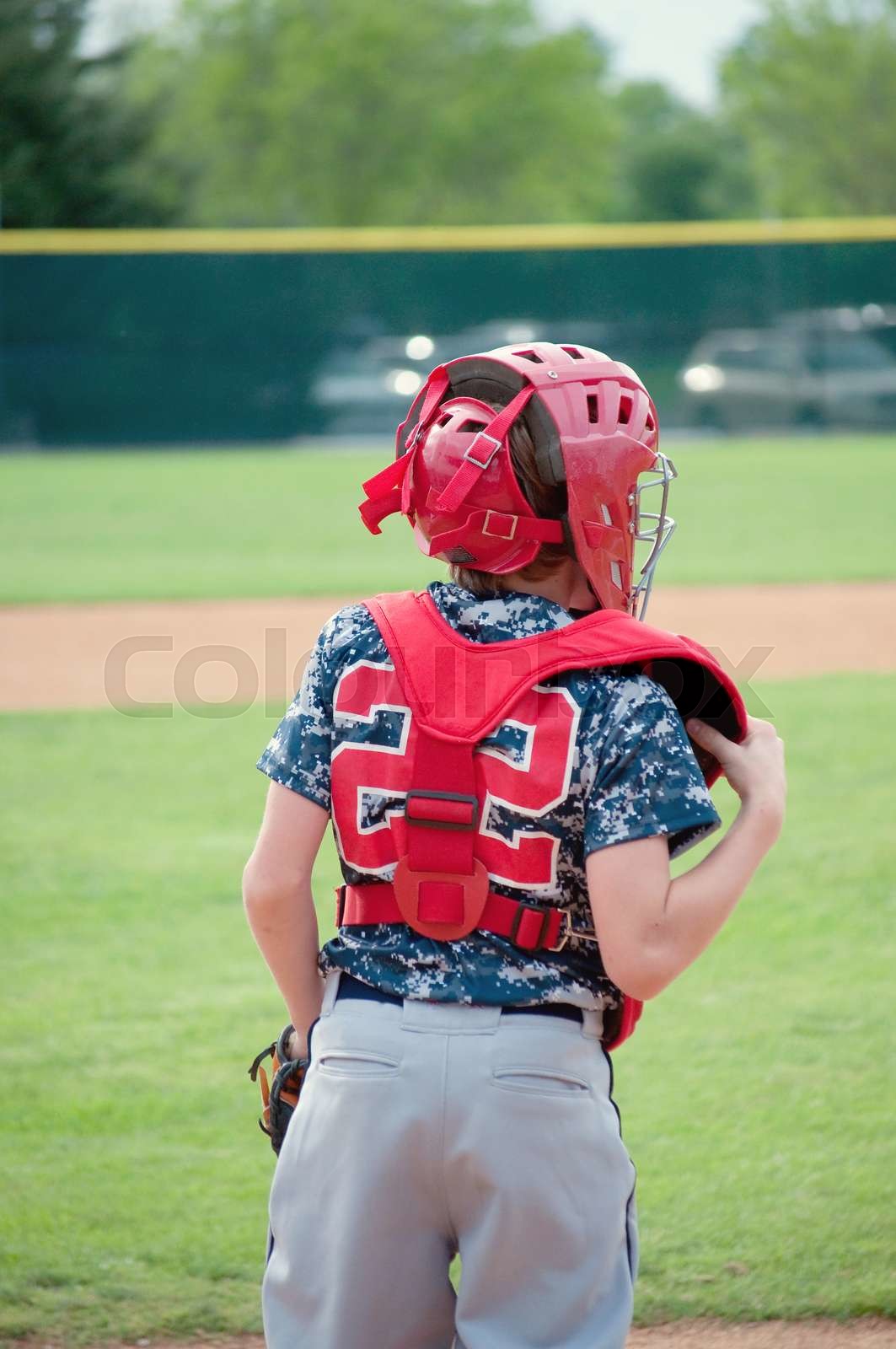 Youth baseball catcher during game | Stock image | Colourbox