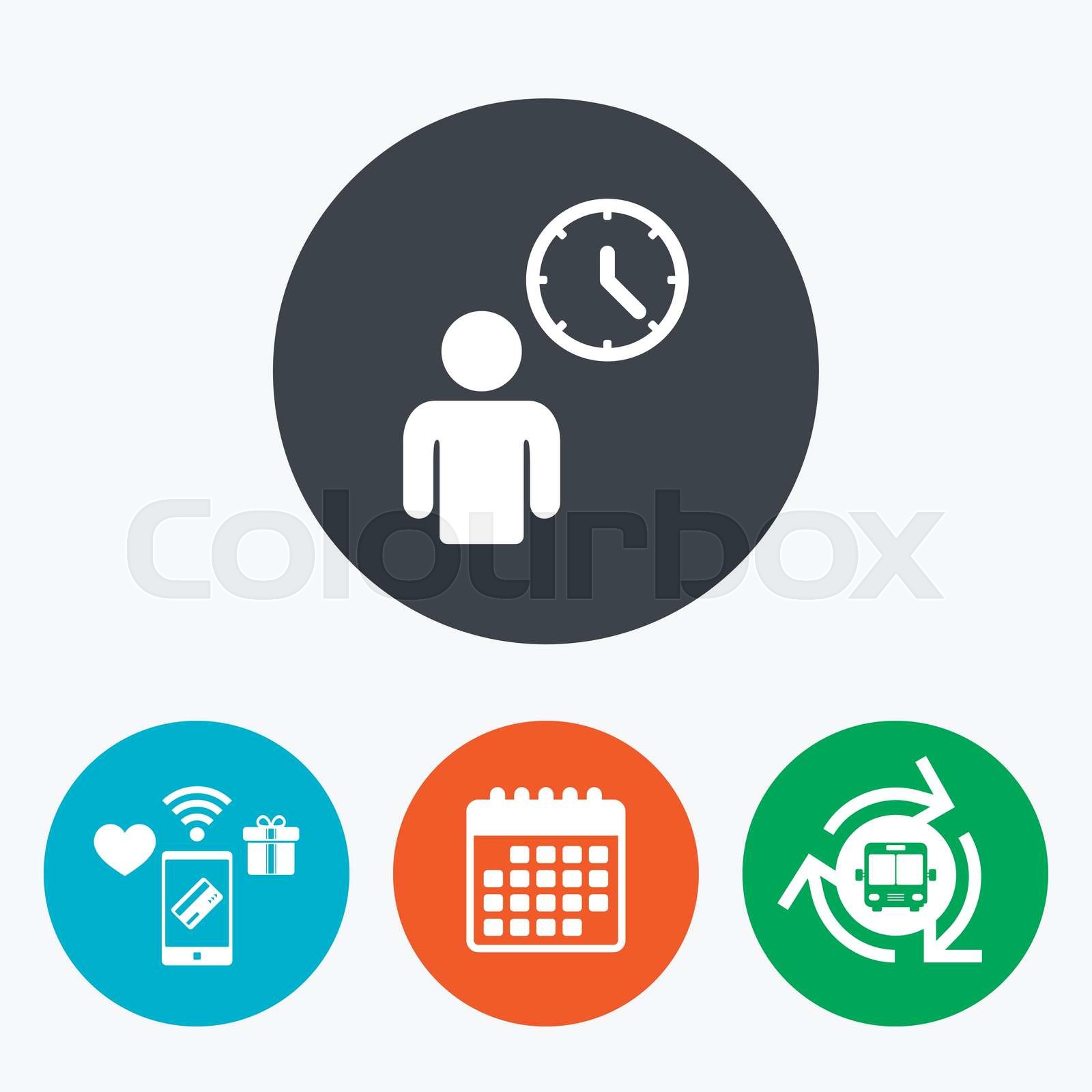 Person waiting sign icon. Time symbol. | Stock vector | Colourbox