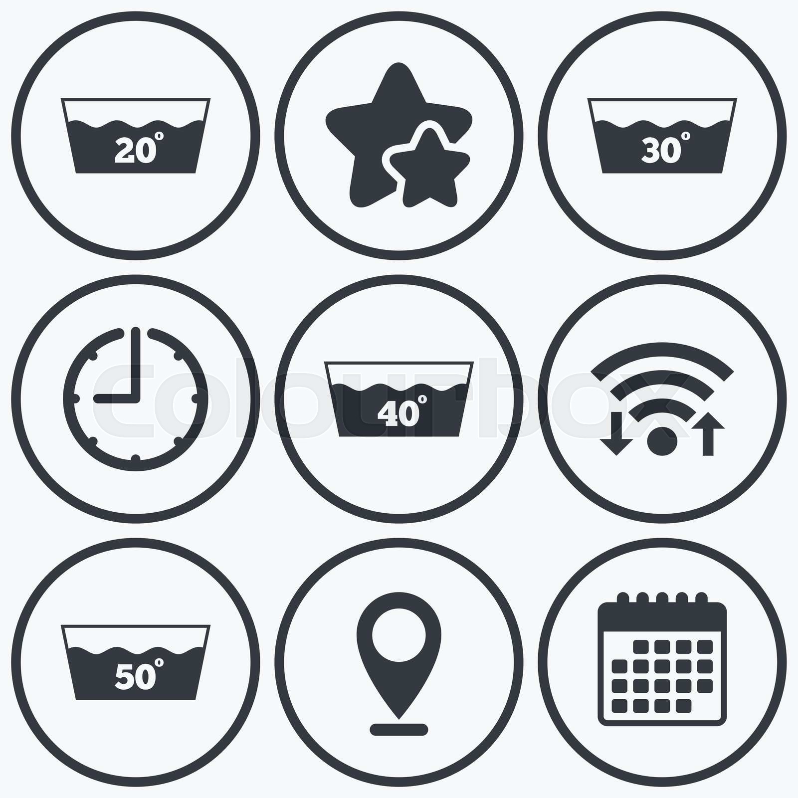 Wash icons. Machine washable at forty degrees. | Stock vector | Colourbox