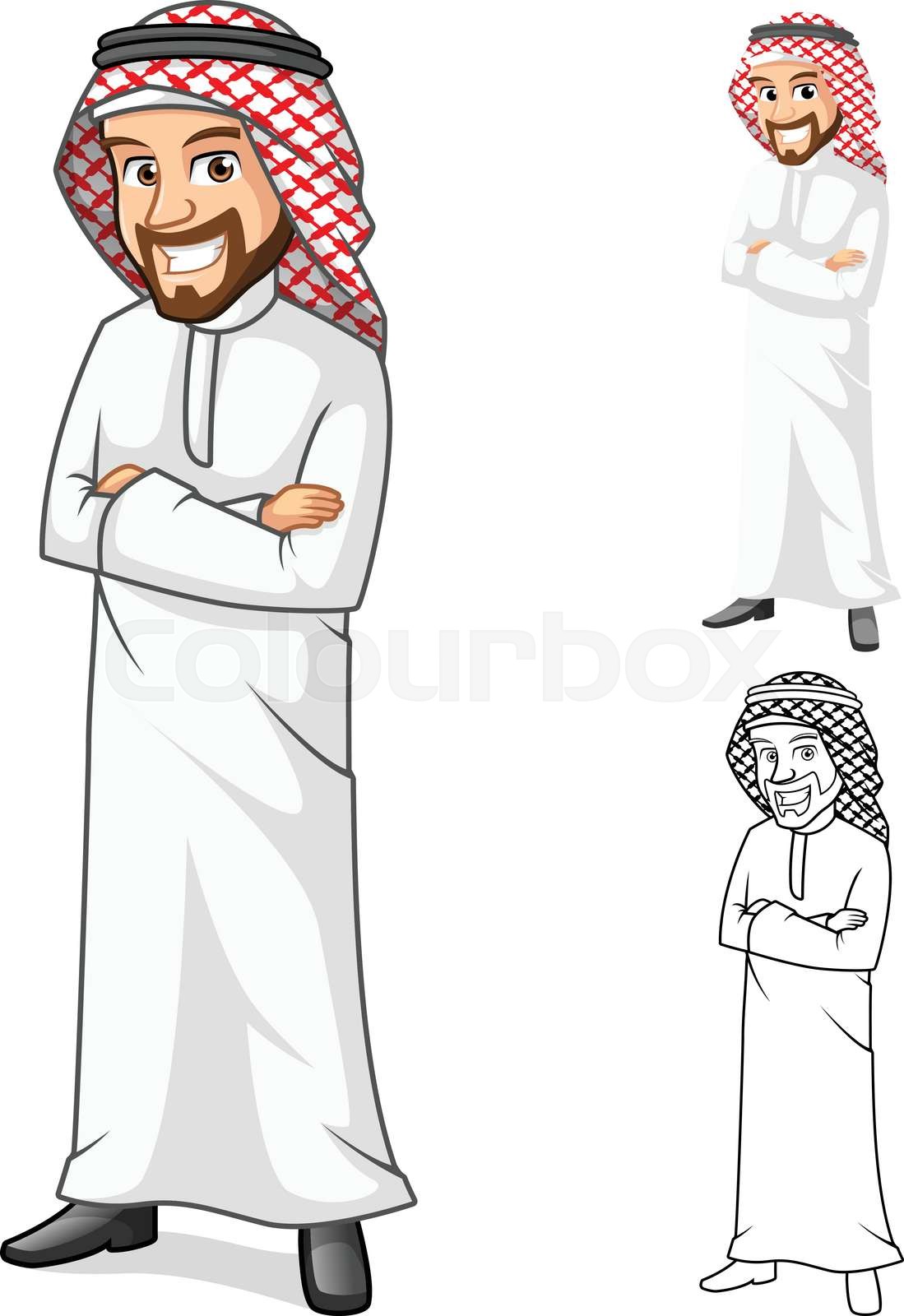 High Quality Middle Eastern Man with Folded Arms Cartoon Character ...