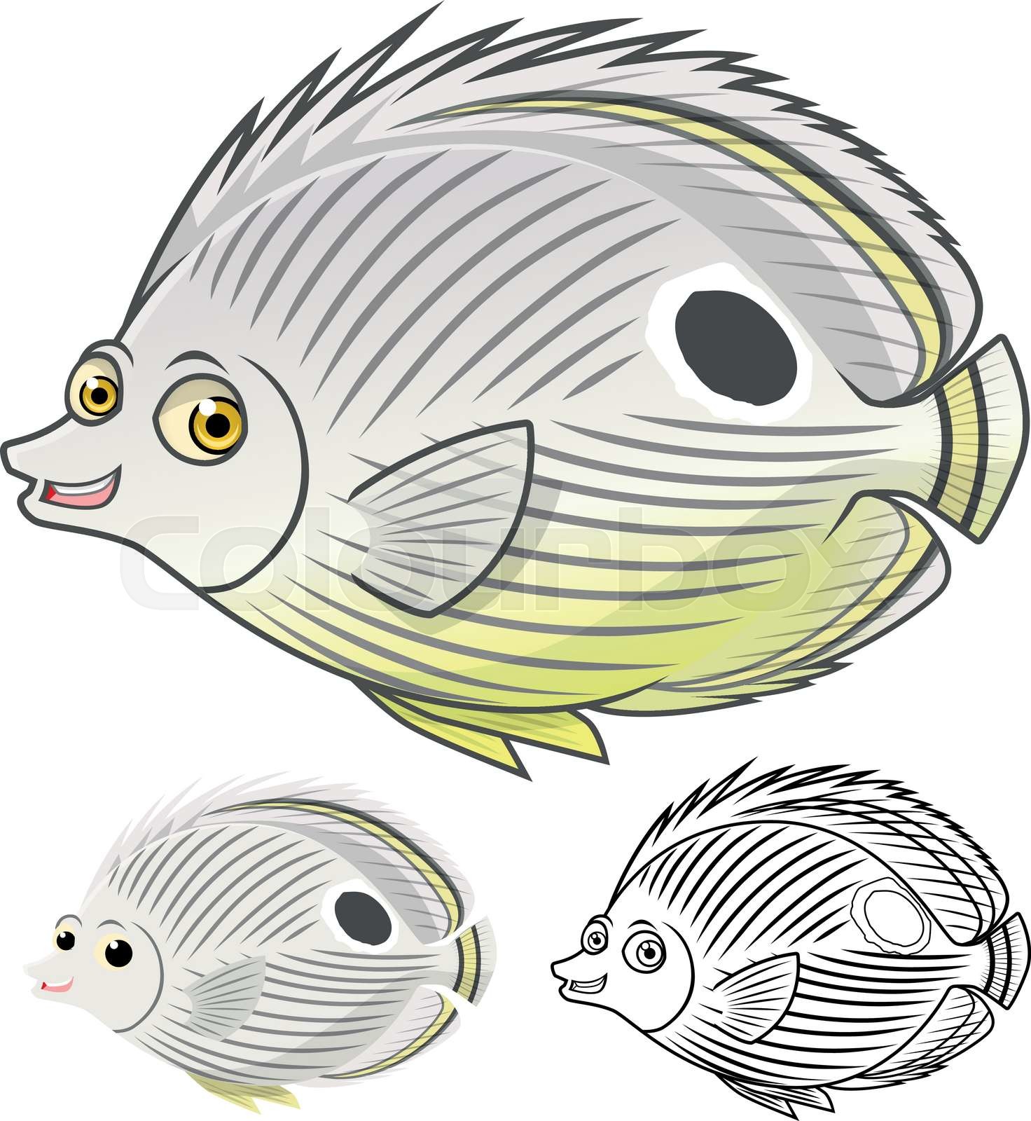 High Quality Four Eye Butterfly Fish Cartoon Character | Stock vector ...