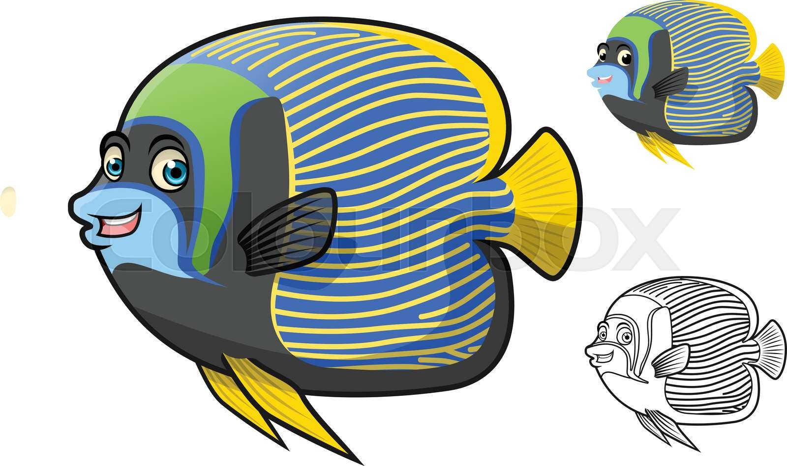High Quality Emperor Angel Fish Cartoon Character | Stock vector ...
