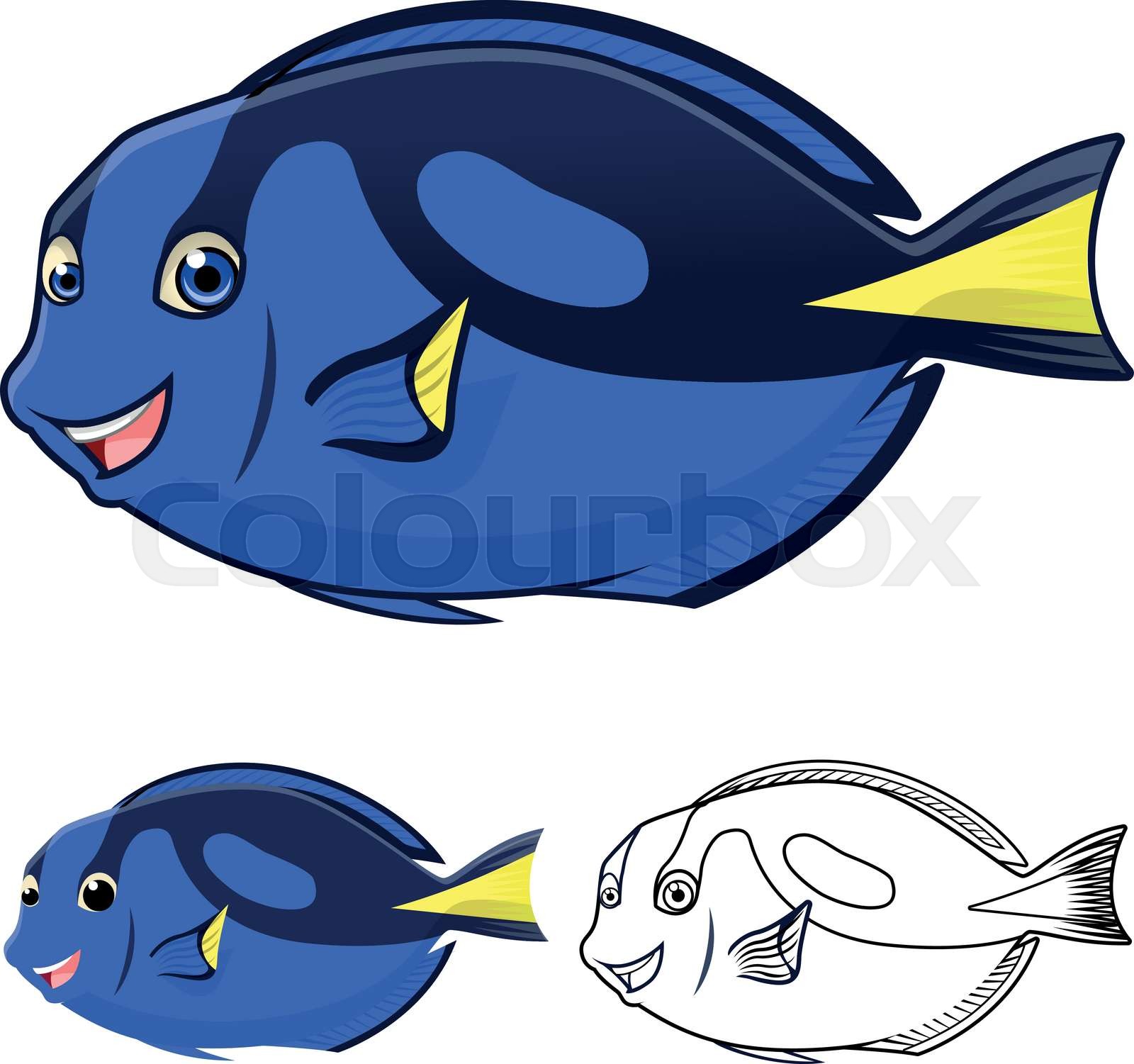 High Quality Regal Blue Tang Cartoon Character | Stock vector | Colourbox
