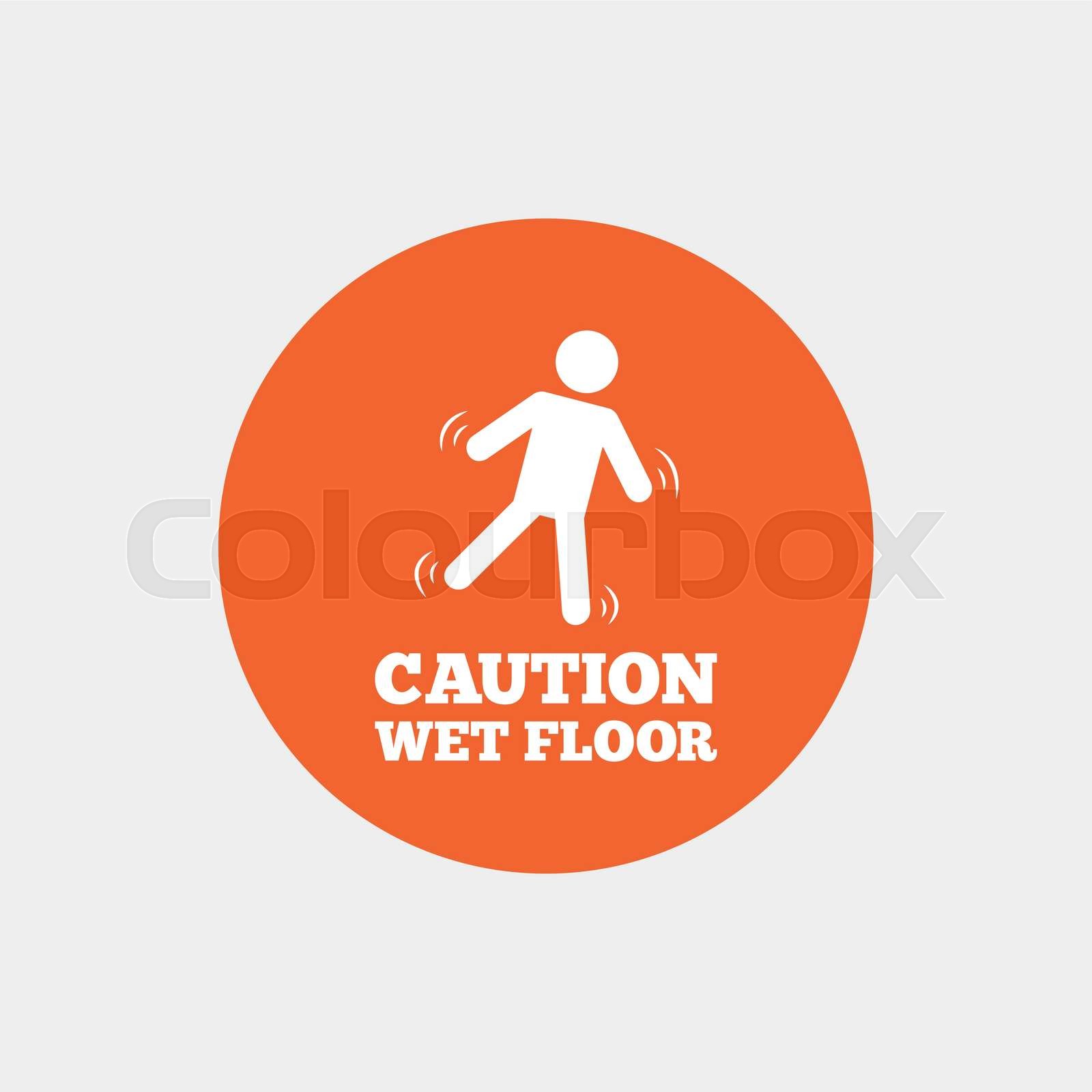 Caution wet floor icon. Human falling symbol. | Stock vector | Colourbox