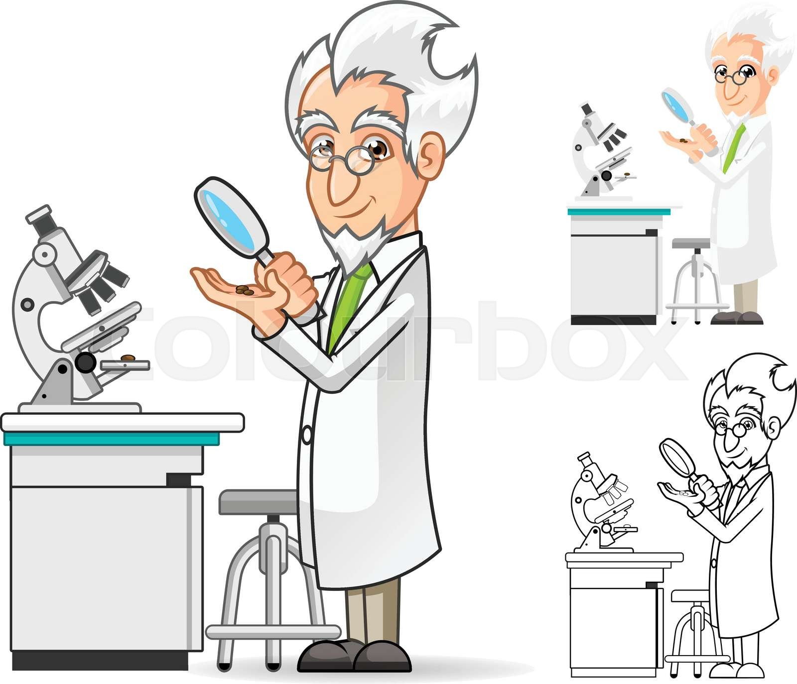 Microscope Scientist Cartoon