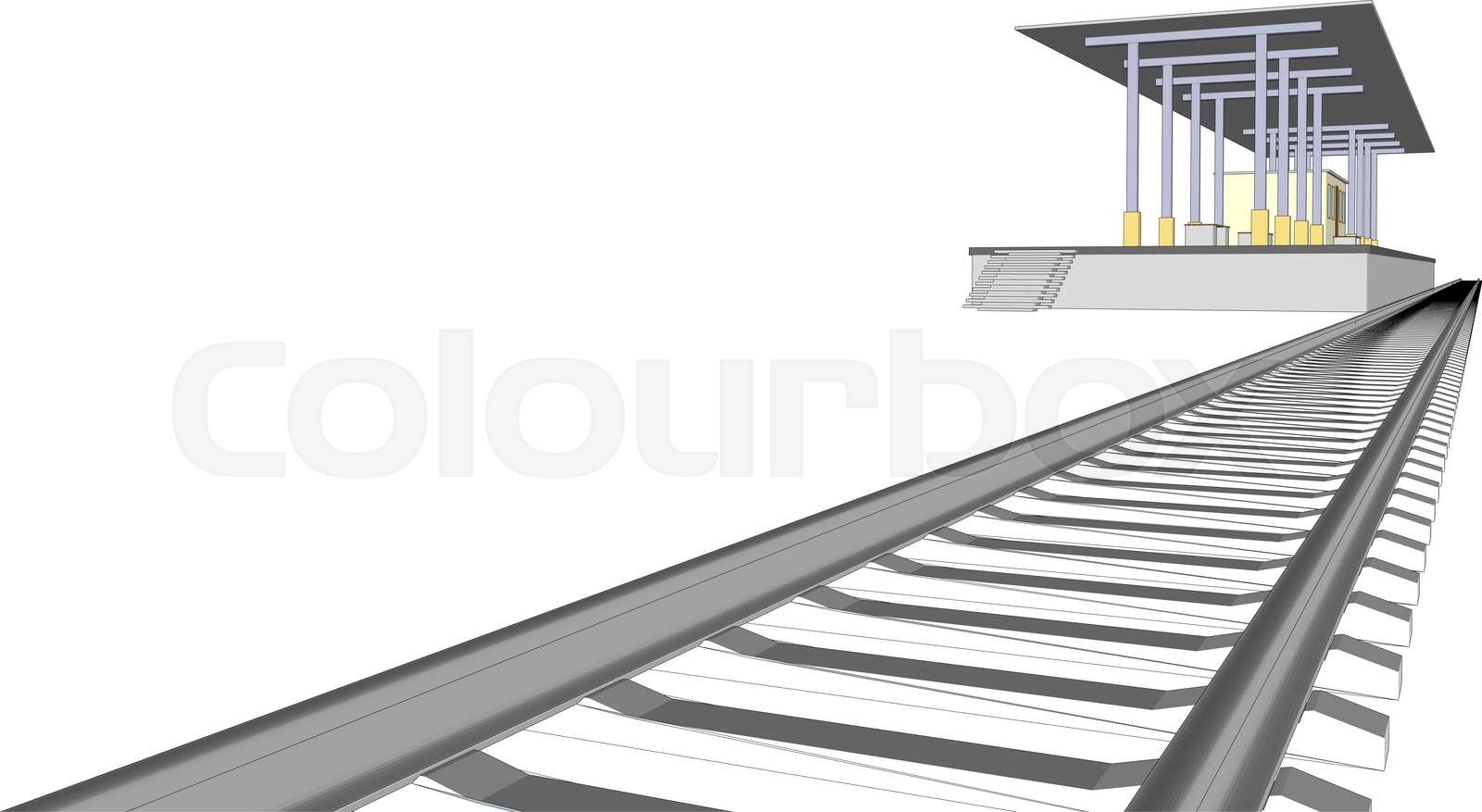 vector illustration of a train station platform | Stock vector | Colourbox