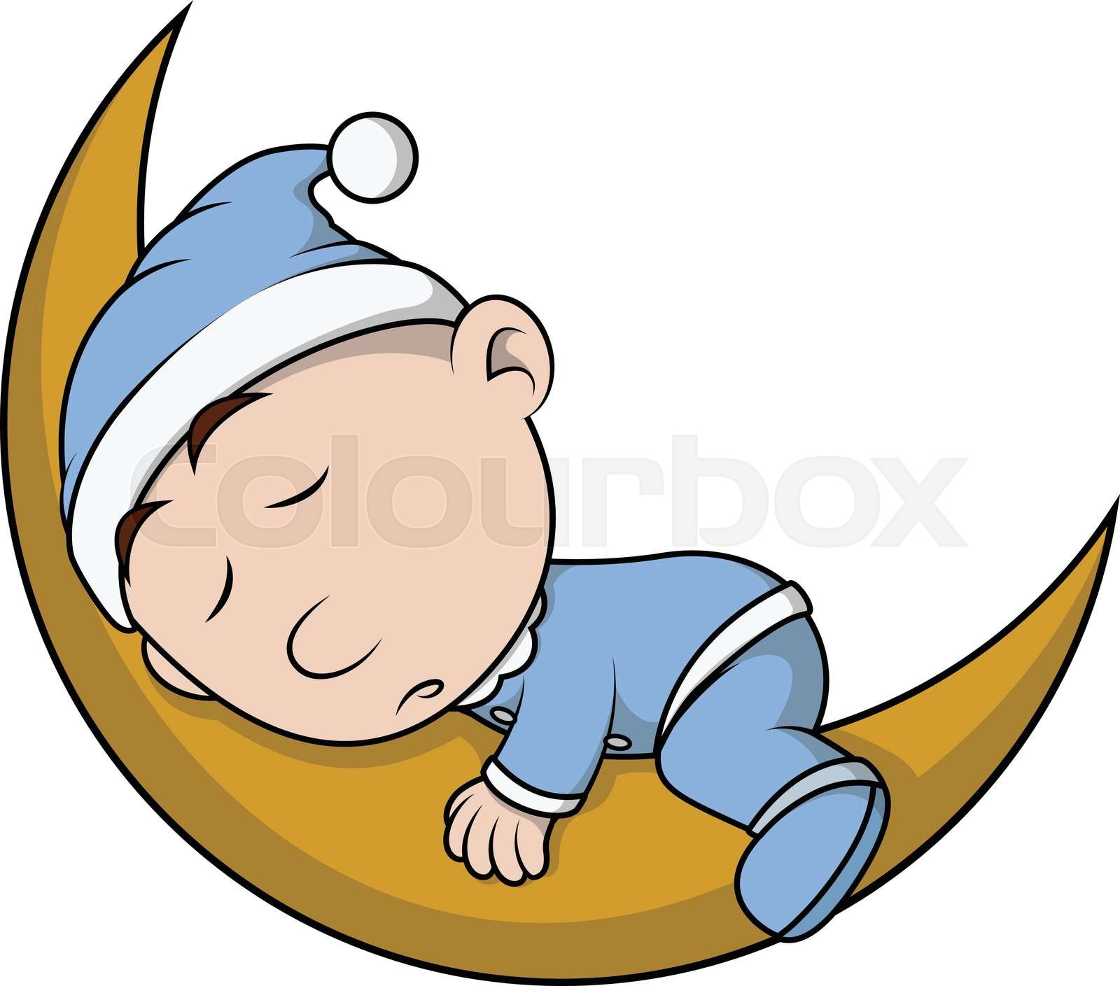 boy sleep on moon | Stock vector | Colourbox