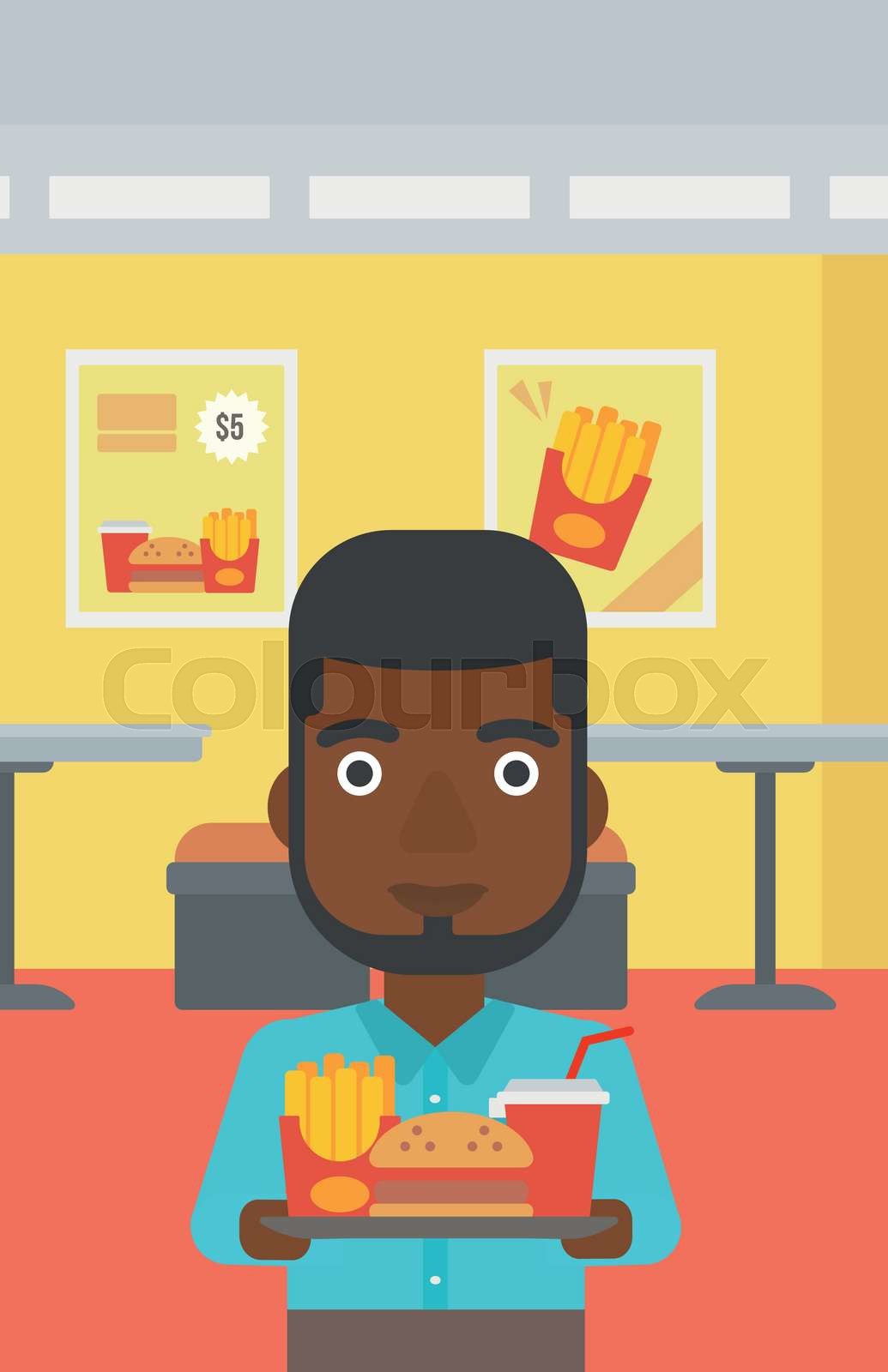 Man with fast food. | Stock vector | Colourbox