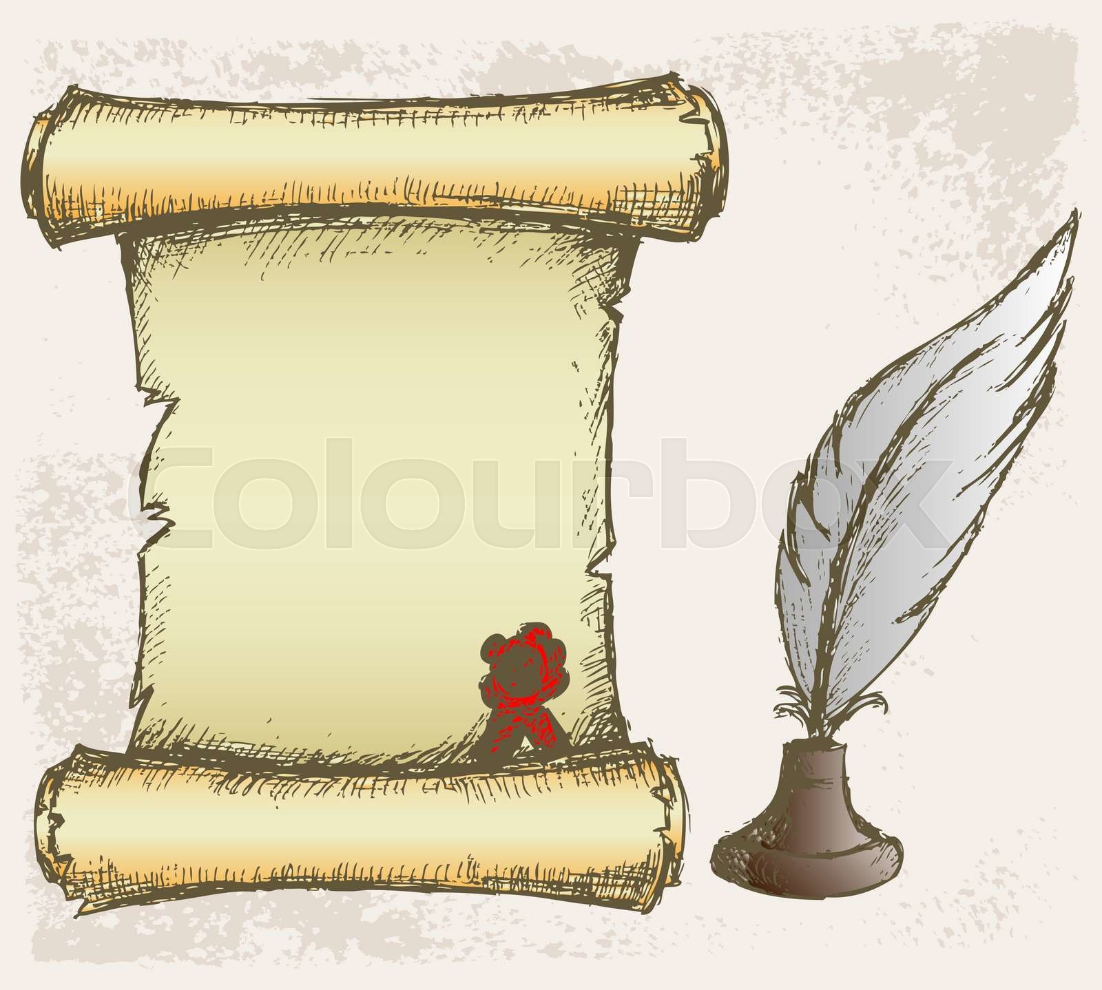 Parchment scroll and feather | Stock vector | Colourbox
