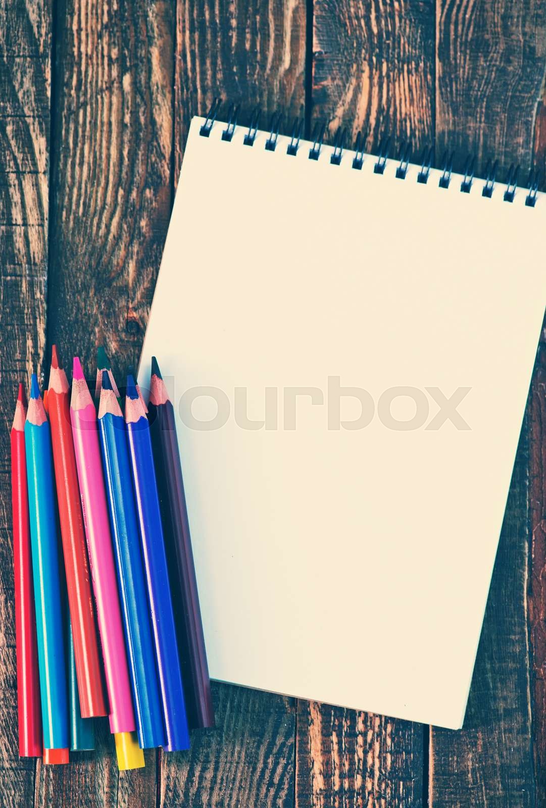 Note and pencils | Stock image | Colourbox