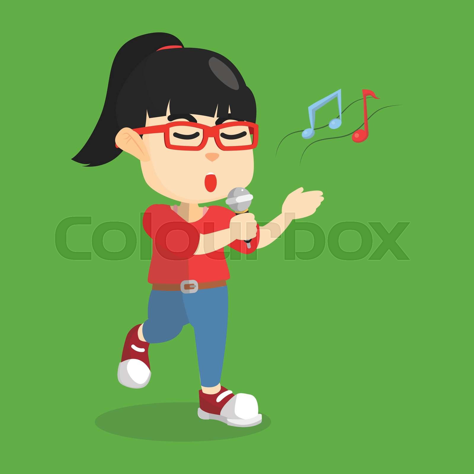 Girl sing a song | Stock vector | Colourbox