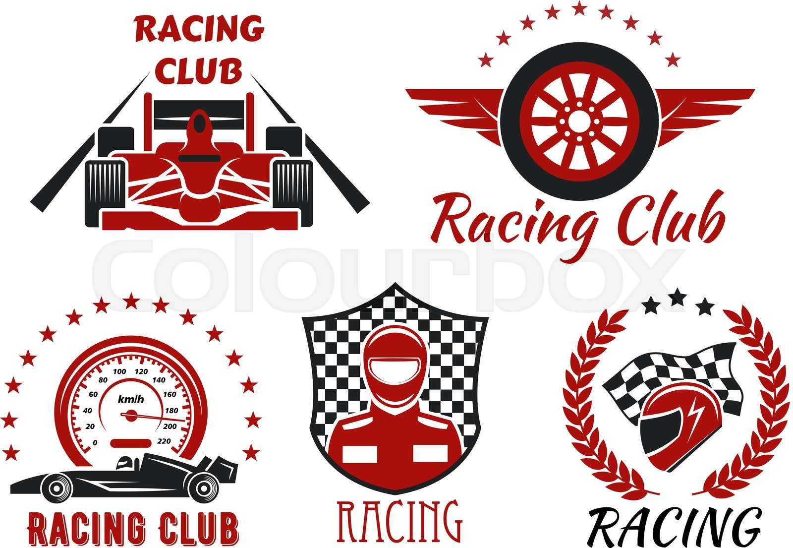 Racing club, motorsport competition icons design | Stock vector | Colourbox