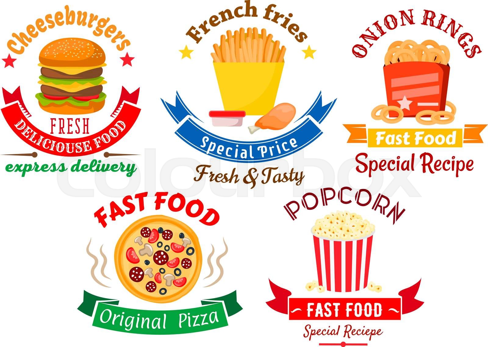 Takeaway meal symbols for fast food design | Stock vector | Colourbox
