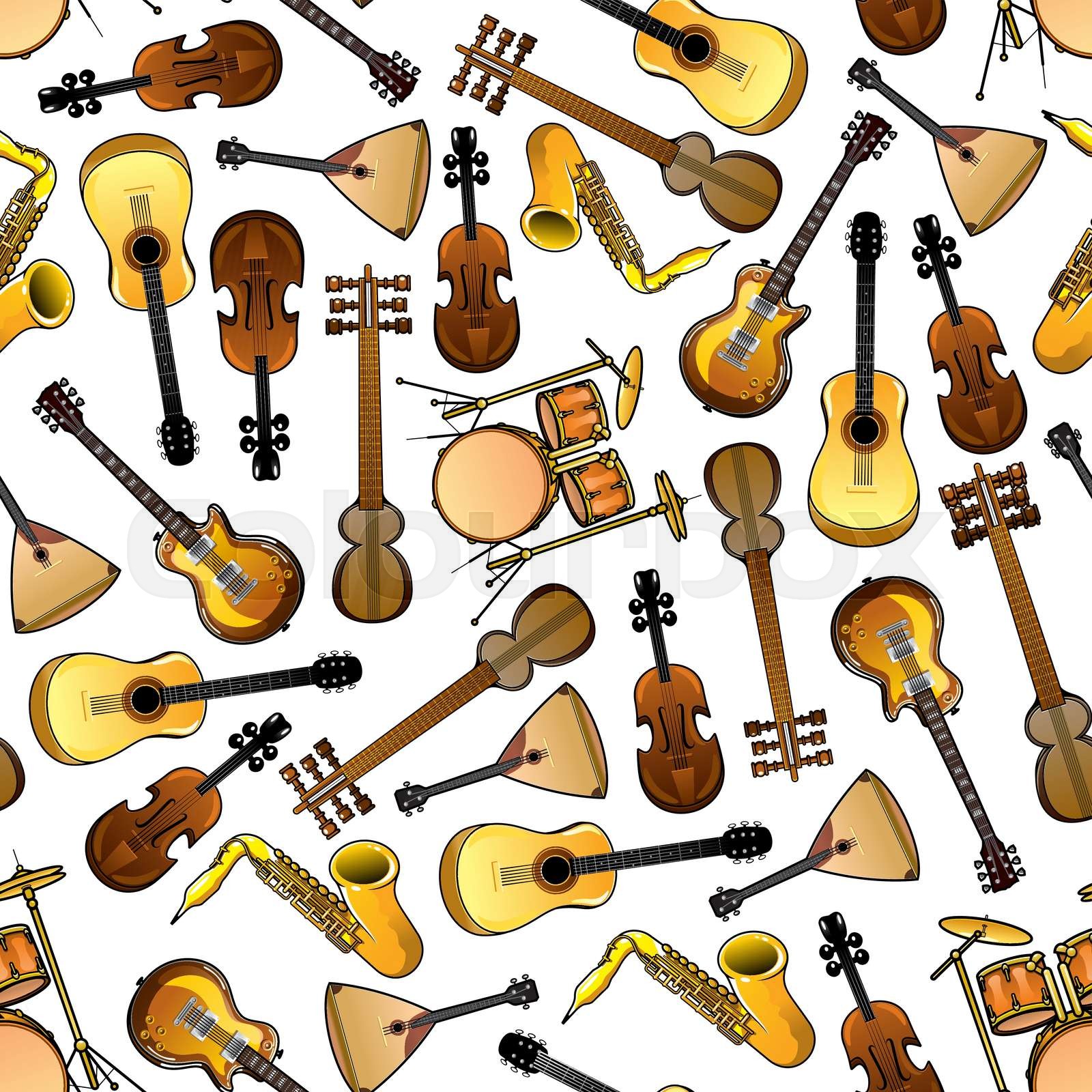 Classic, ethnic music instruments seamless pattern | Stock vector ...