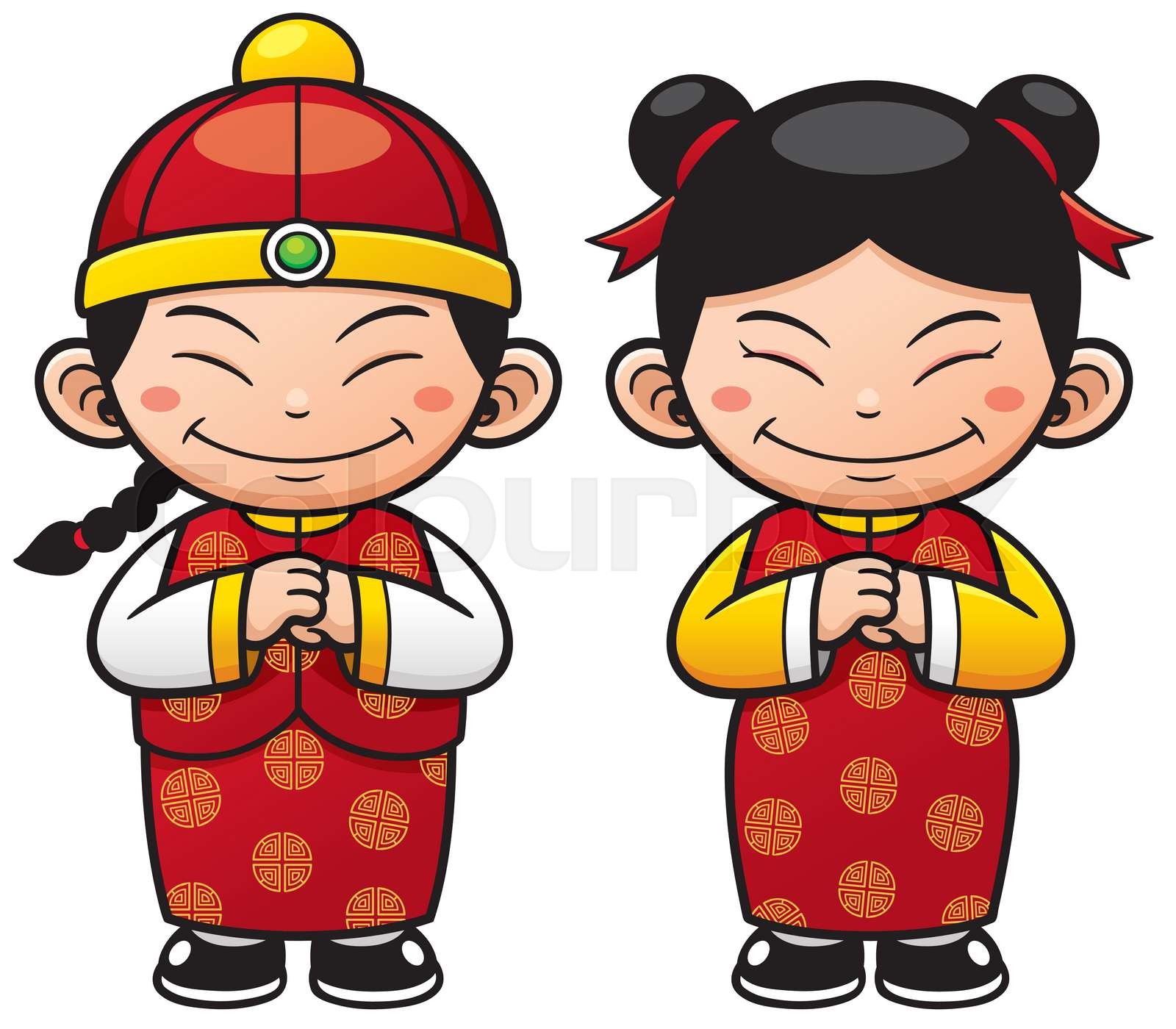 chico, dibujos animados, chino | Vector de archivo | Colourbox
