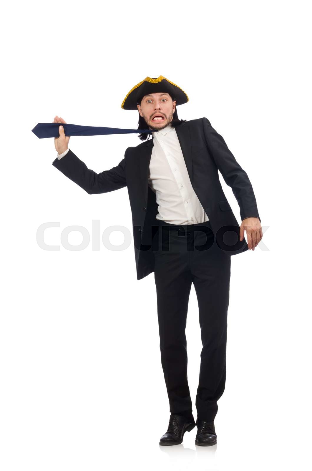 Strangling businessman isolated on white | Stock image | Colourbox