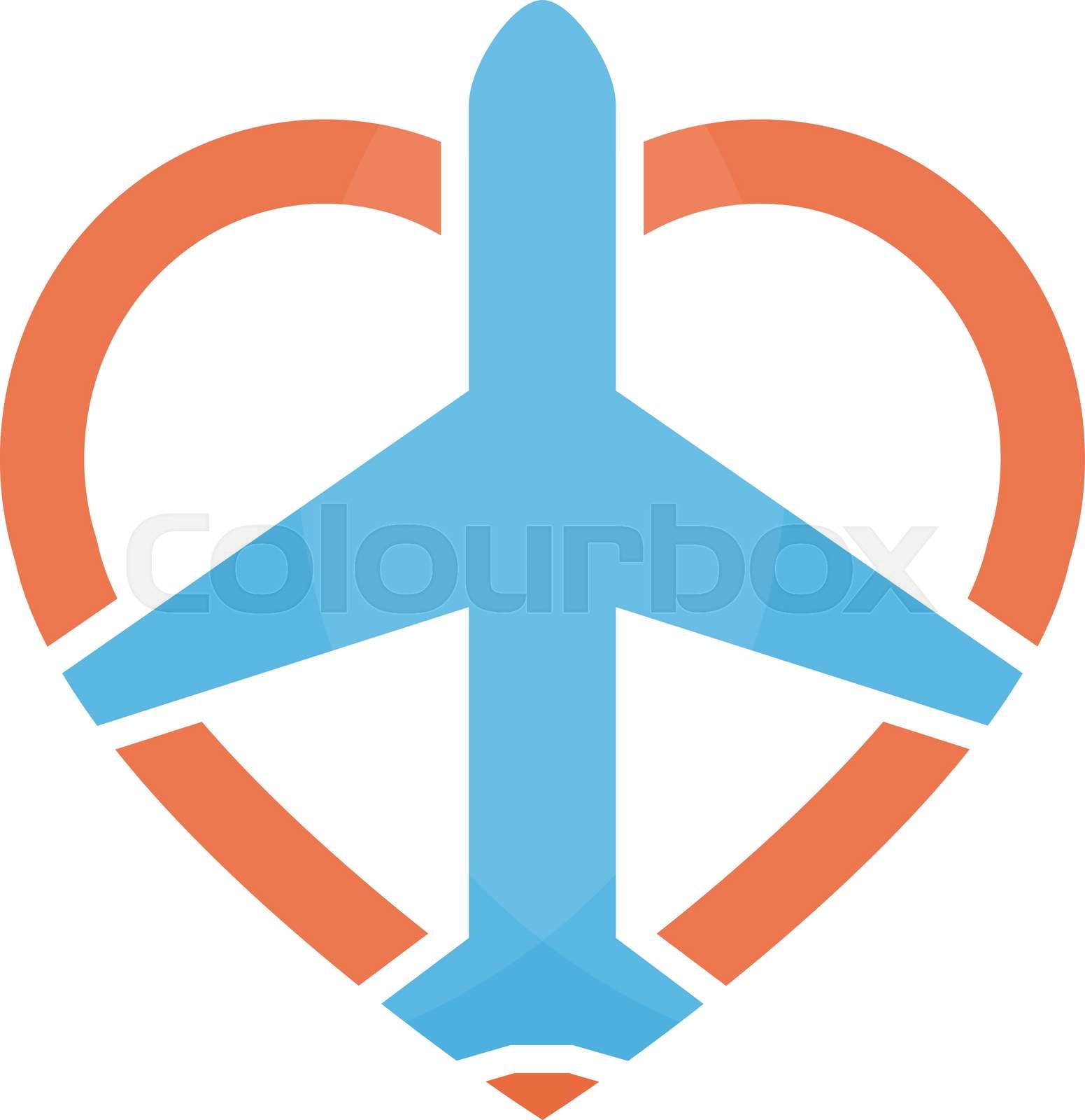 Vector airplane and heart logo design template. Airport logo. Sky ...