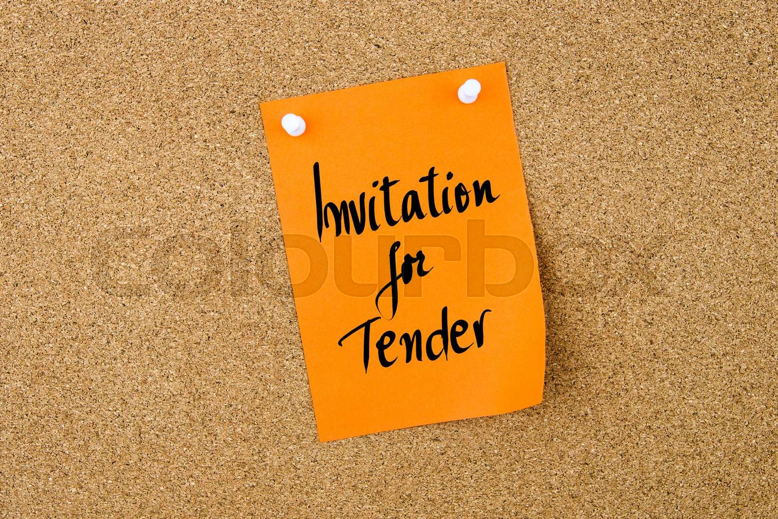 Invitation For Tender written on orange paper note | Stock image ...