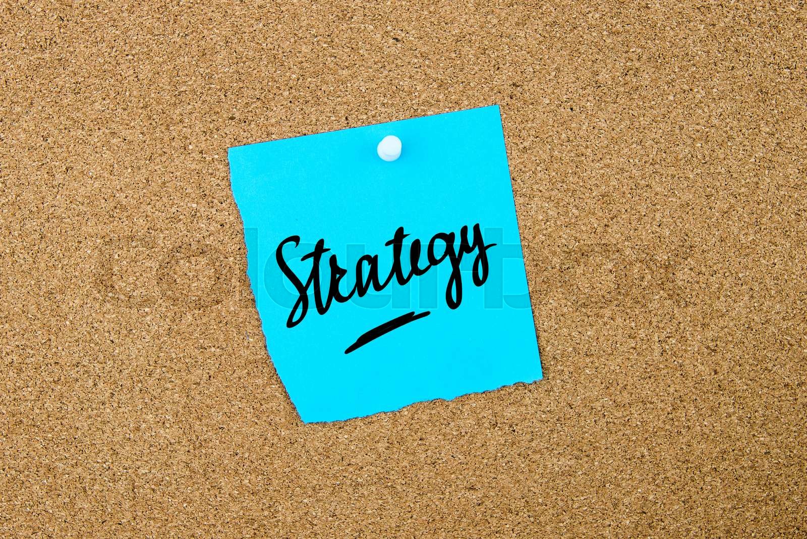 Strategy written on blue paper note | Stock image | Colourbox