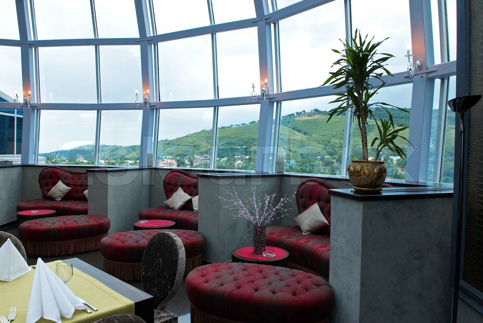 Interior of the restaurant under glass dome | Stock image | Colourbox